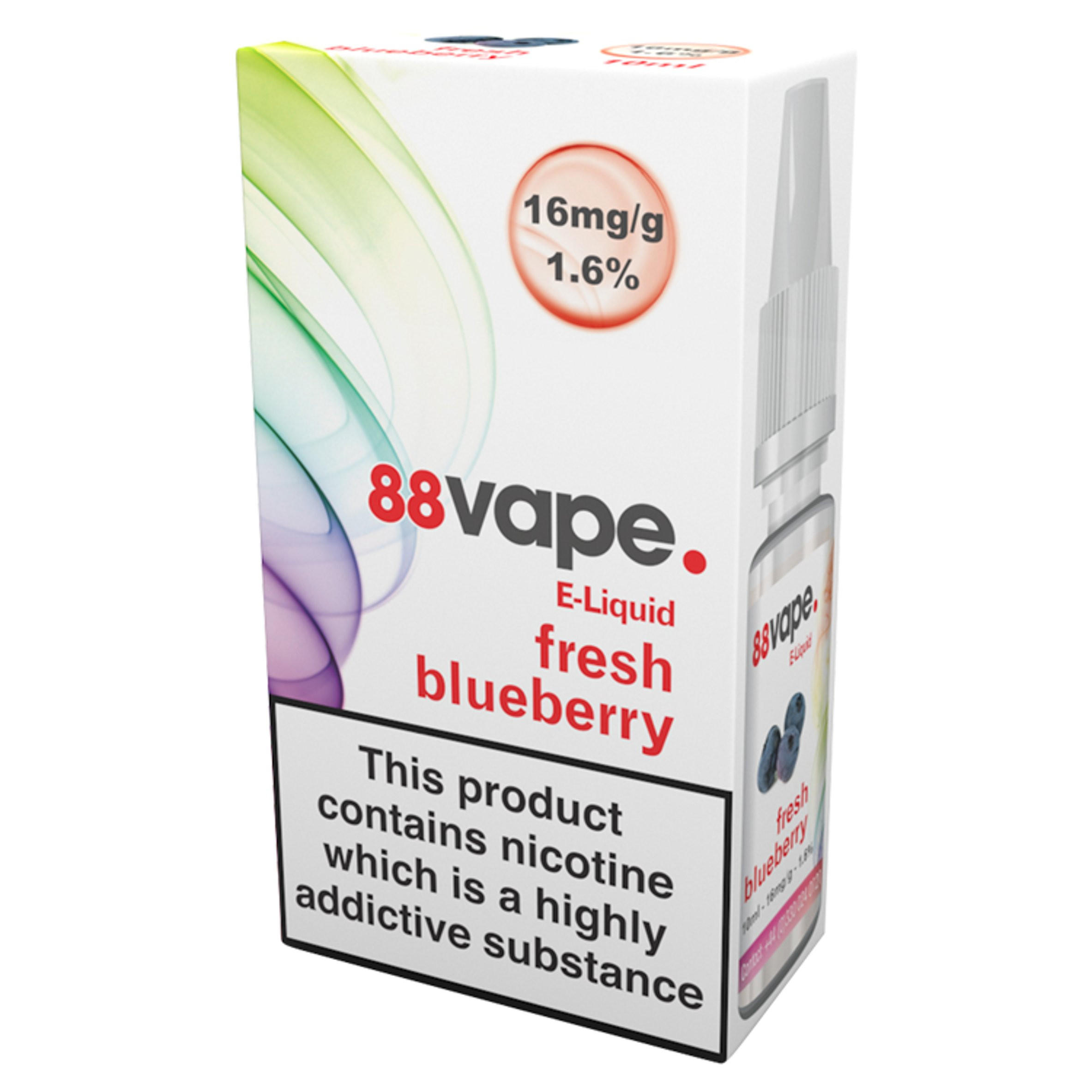 88Vape E-Liquid 16mg Fresh Blueberry 10ml | Electronic Cigarettes ...
