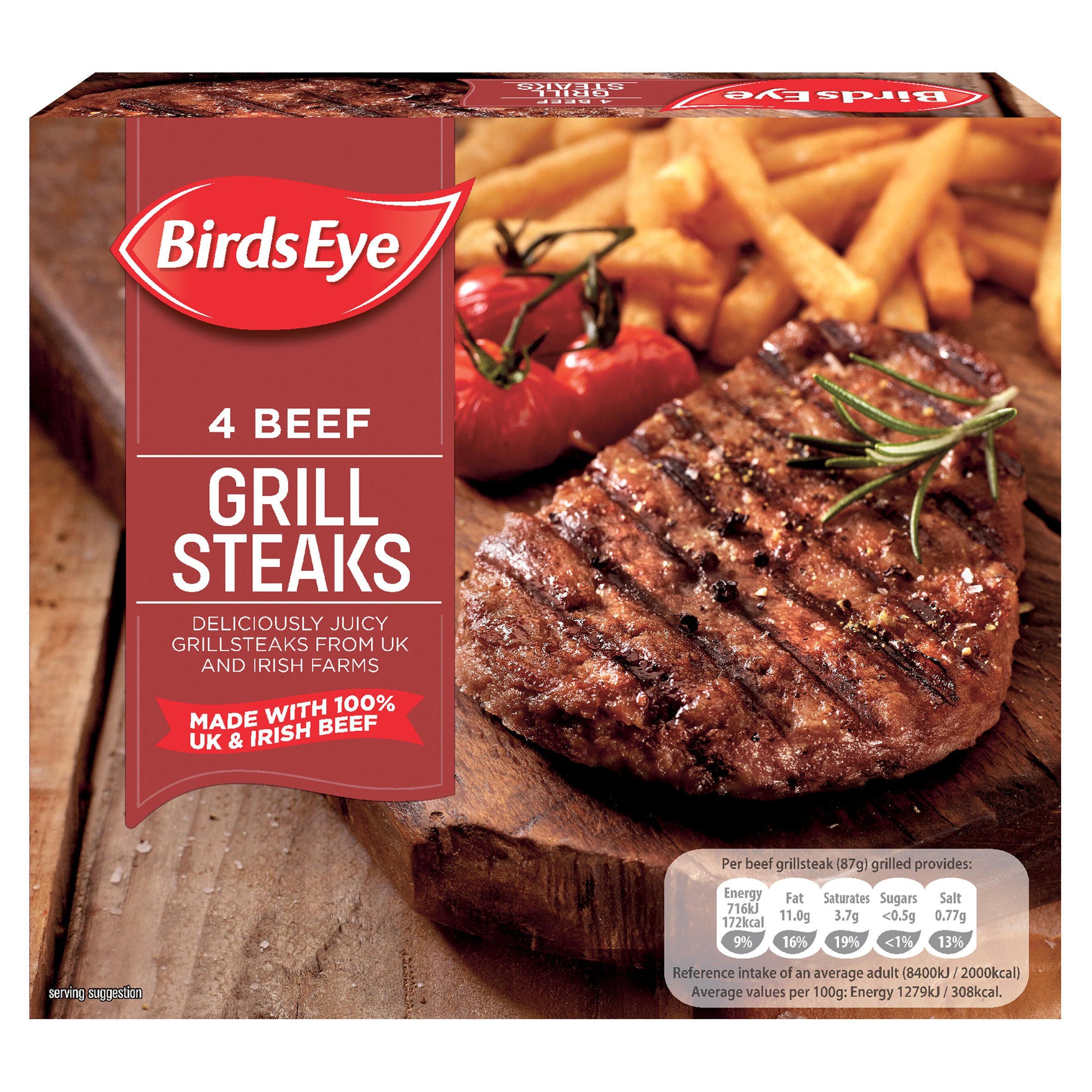 Birds Eye 4 Beef Grills Steaks 340g | Iceland Foods