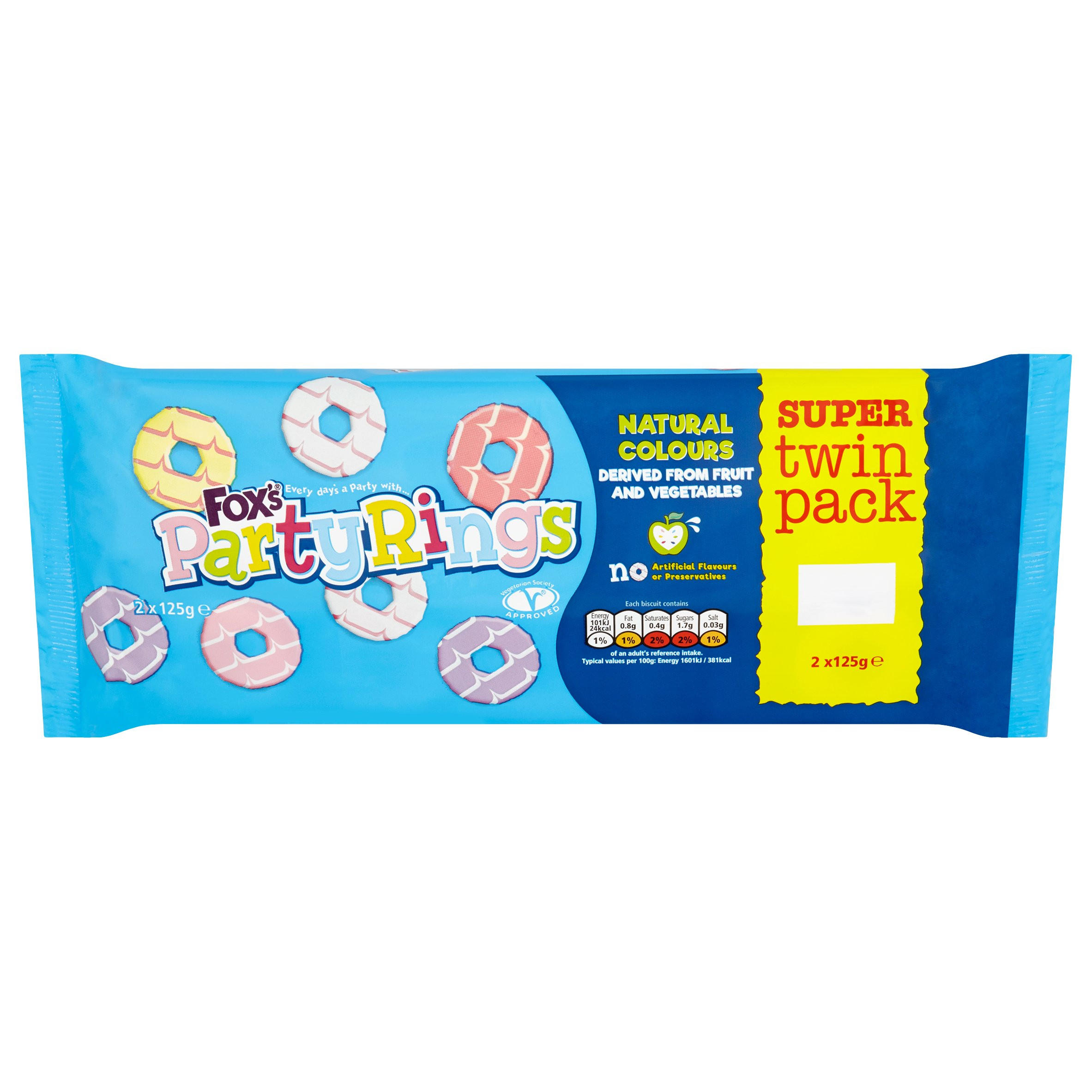 Fox's Party Rings Super Twin Pack 2 x 125g | Sweet Biscuits | Iceland Foods
