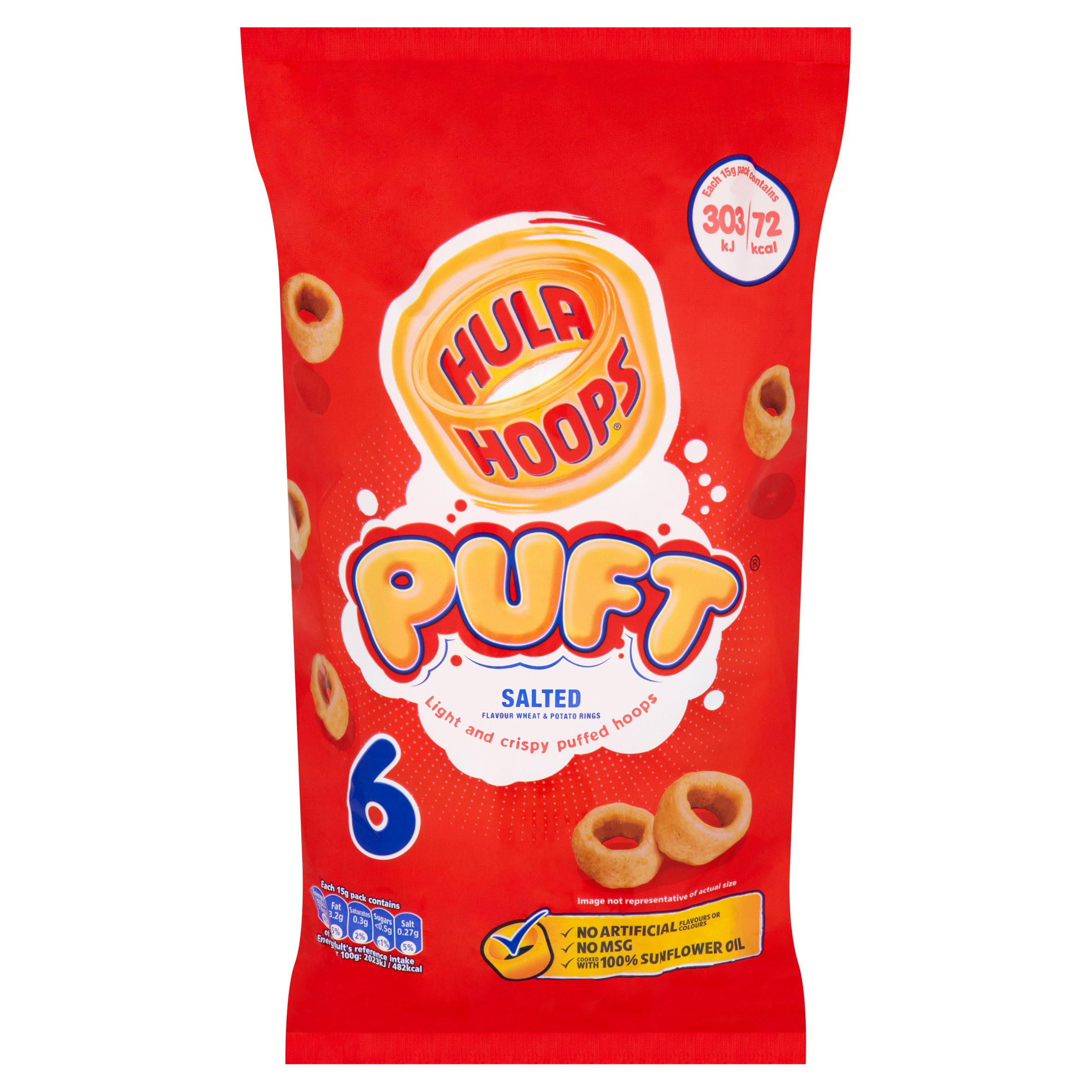 Hula Hoops Puft Salted Flavour Wheat & Potato Rings 6 x 15g | Multipack ...