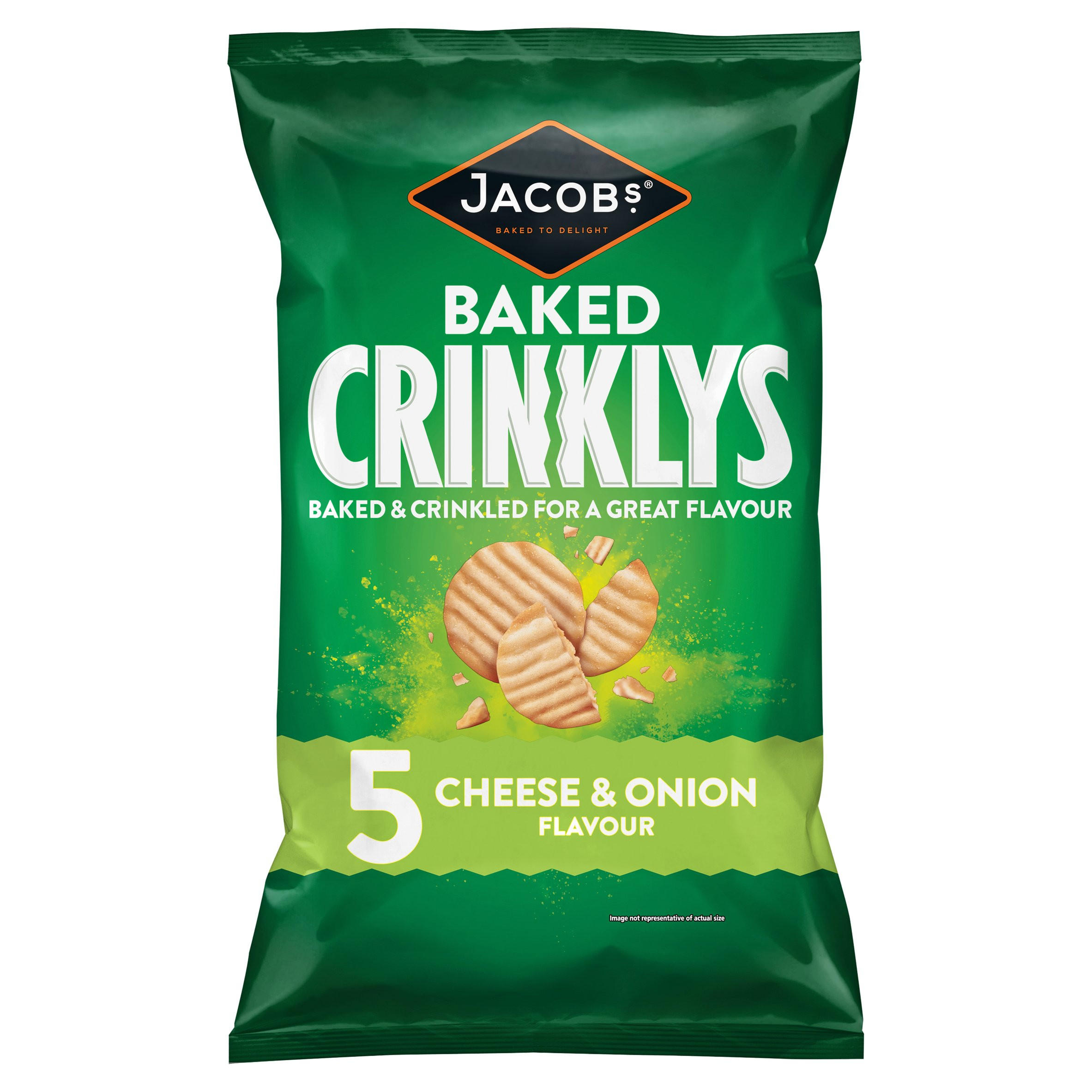 Jacobs 5 Baked Crinklys Cheese & Onion Flavour 125g | Multipack Crisps ...