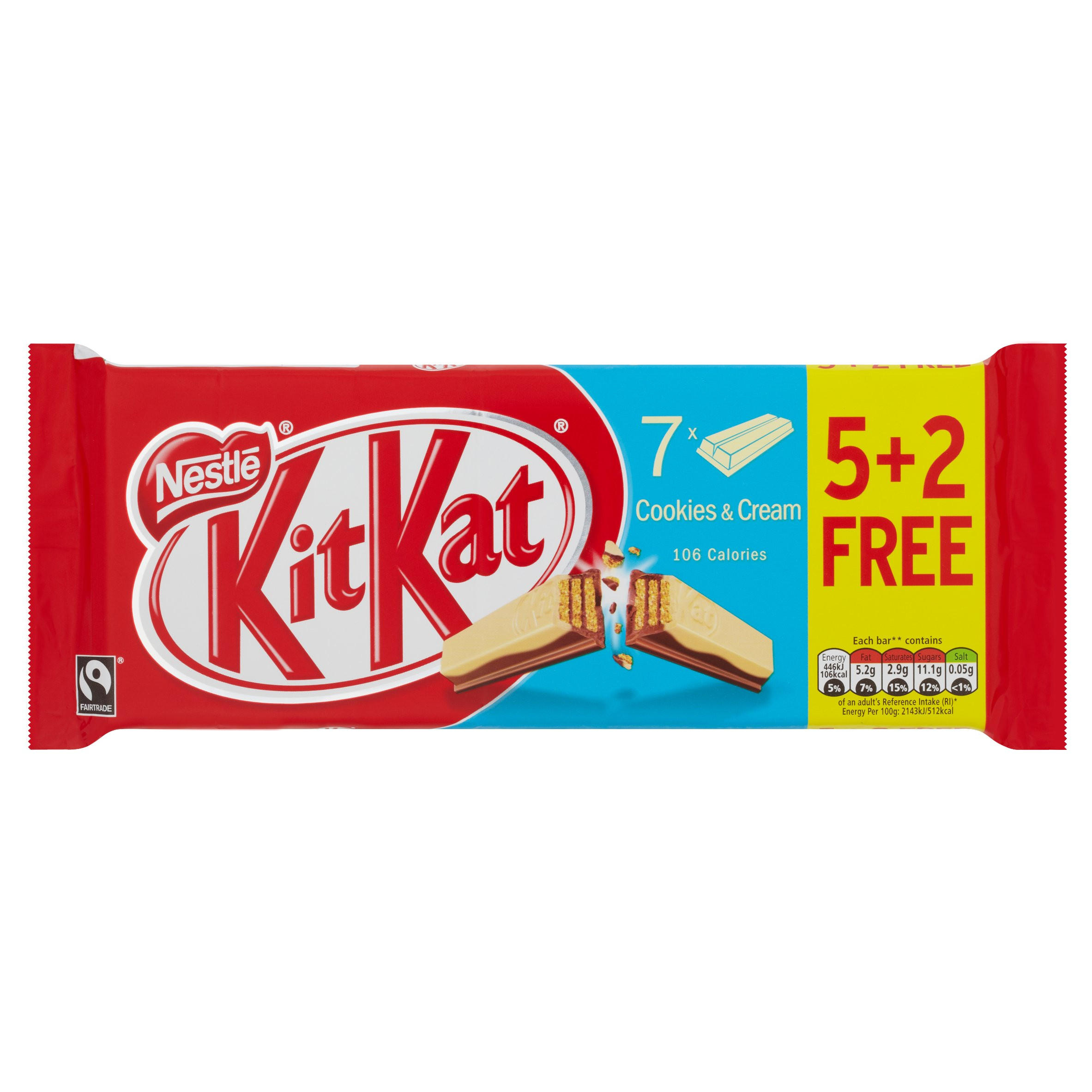KITKAT 2 Finger Cookies & Cream Chocolate Biscuit Bar, 5+2 Free Pack ...