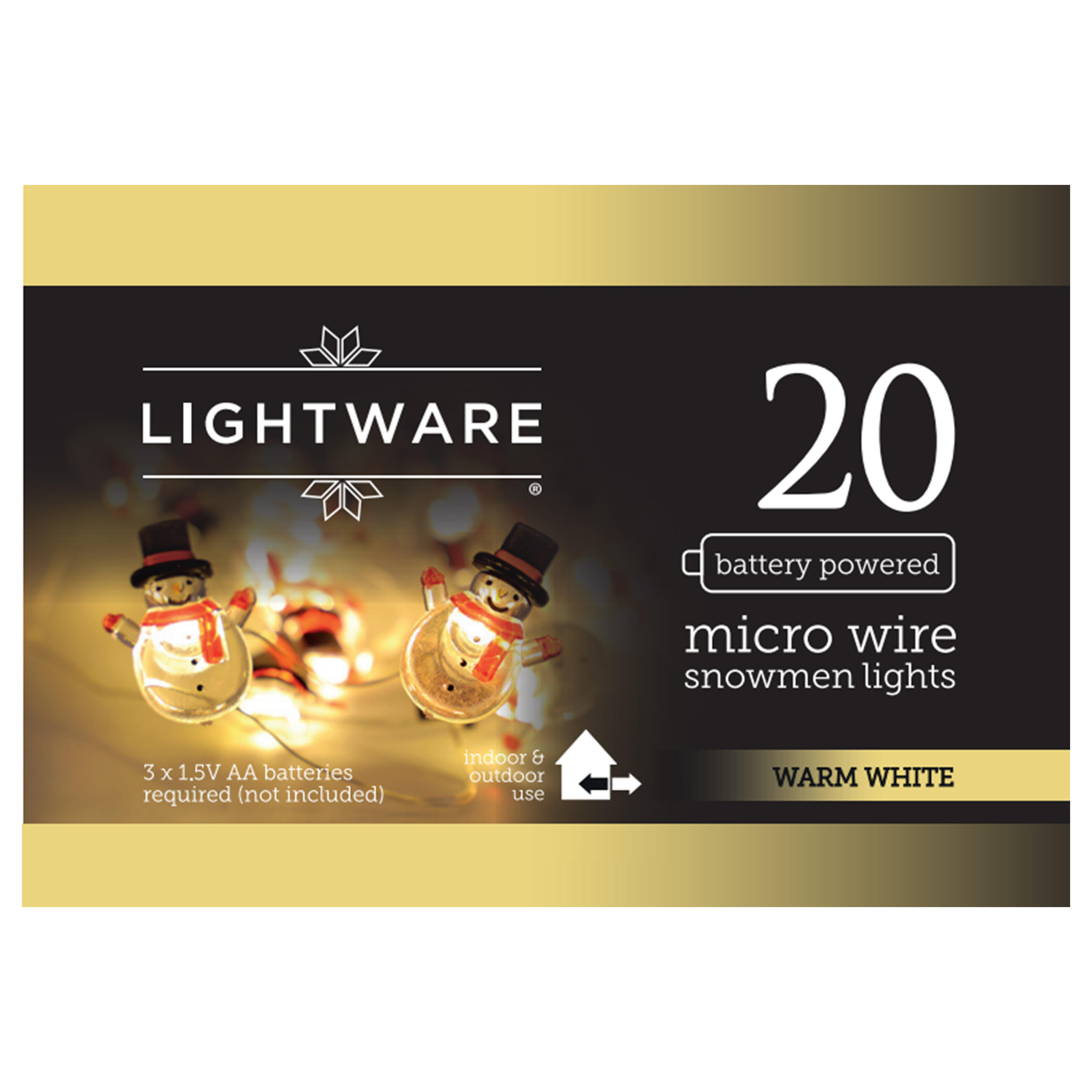 Lightware 20 Micro Wire Snowmen Lights | Home Accessories | Iceland Foods