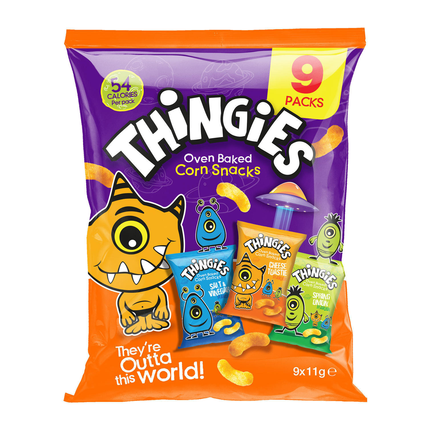 Thingies Oven Baked Corn Snacks 9 x 11g | Multipack Crisps | Iceland Foods