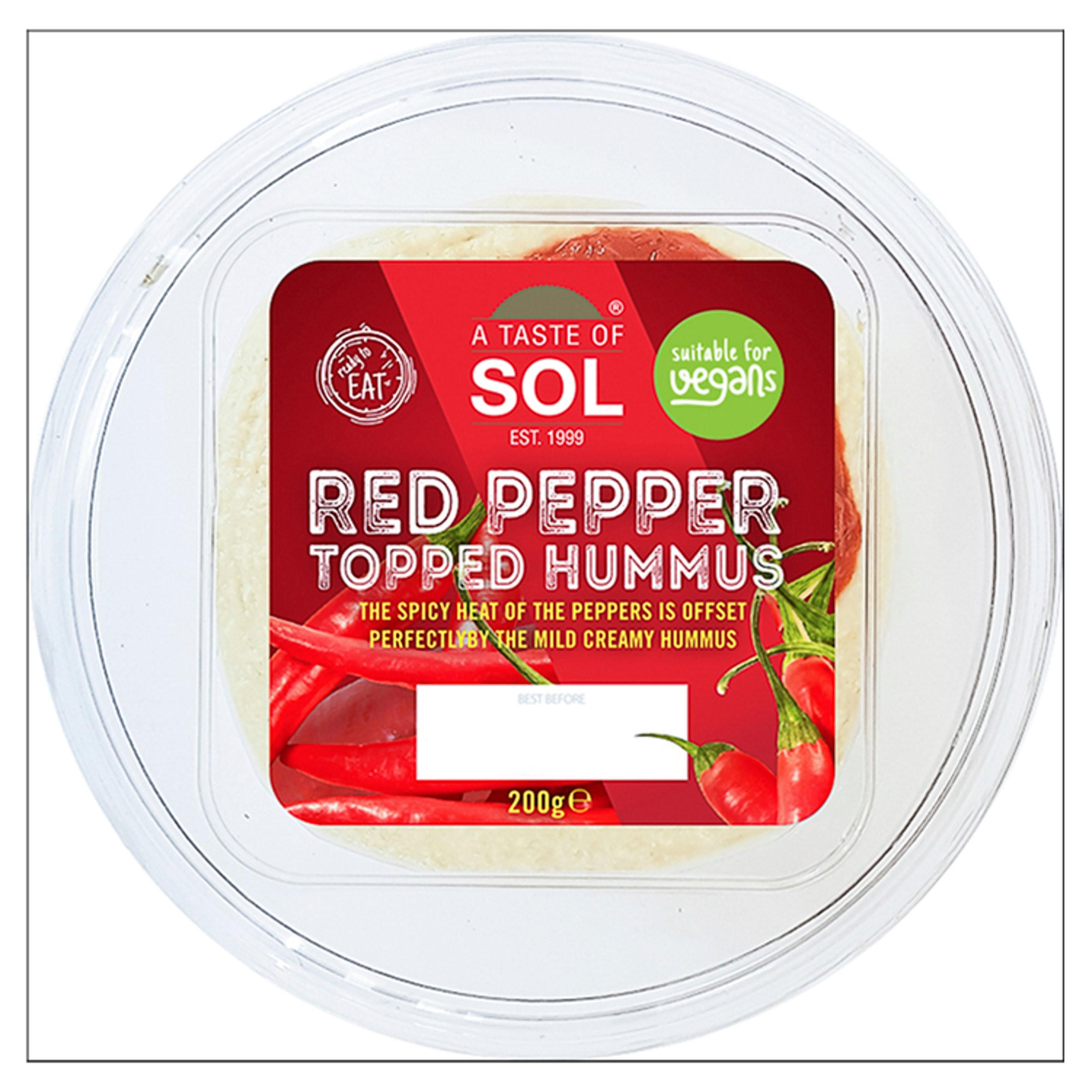 A Taste of Sol Red Pepper Topped Hummus 200g | Fresh Pasta & Sauce ...