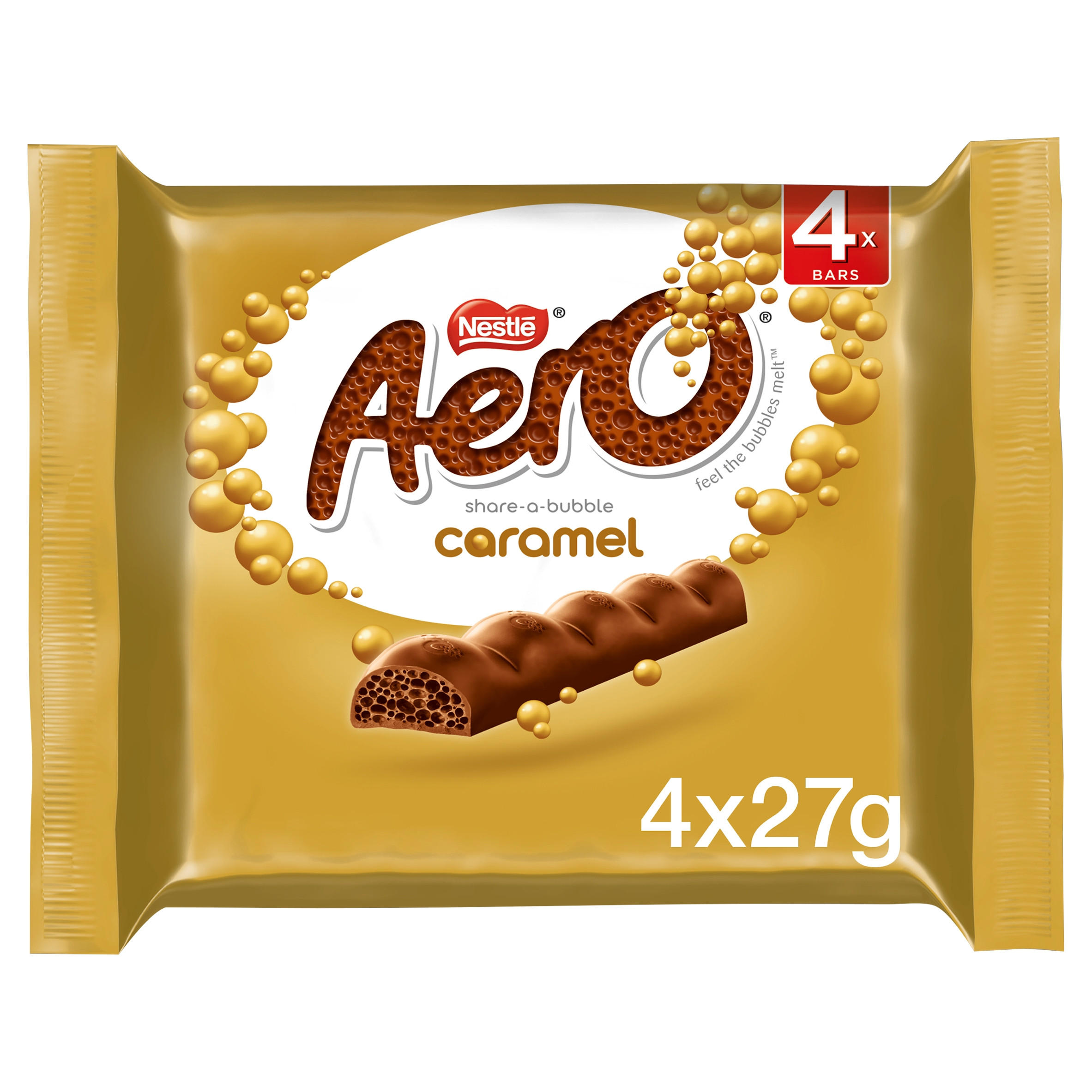 Aero Bubbly Caramel Chocolate Bar Multipack 27g 4 Pack | Multipacks ...