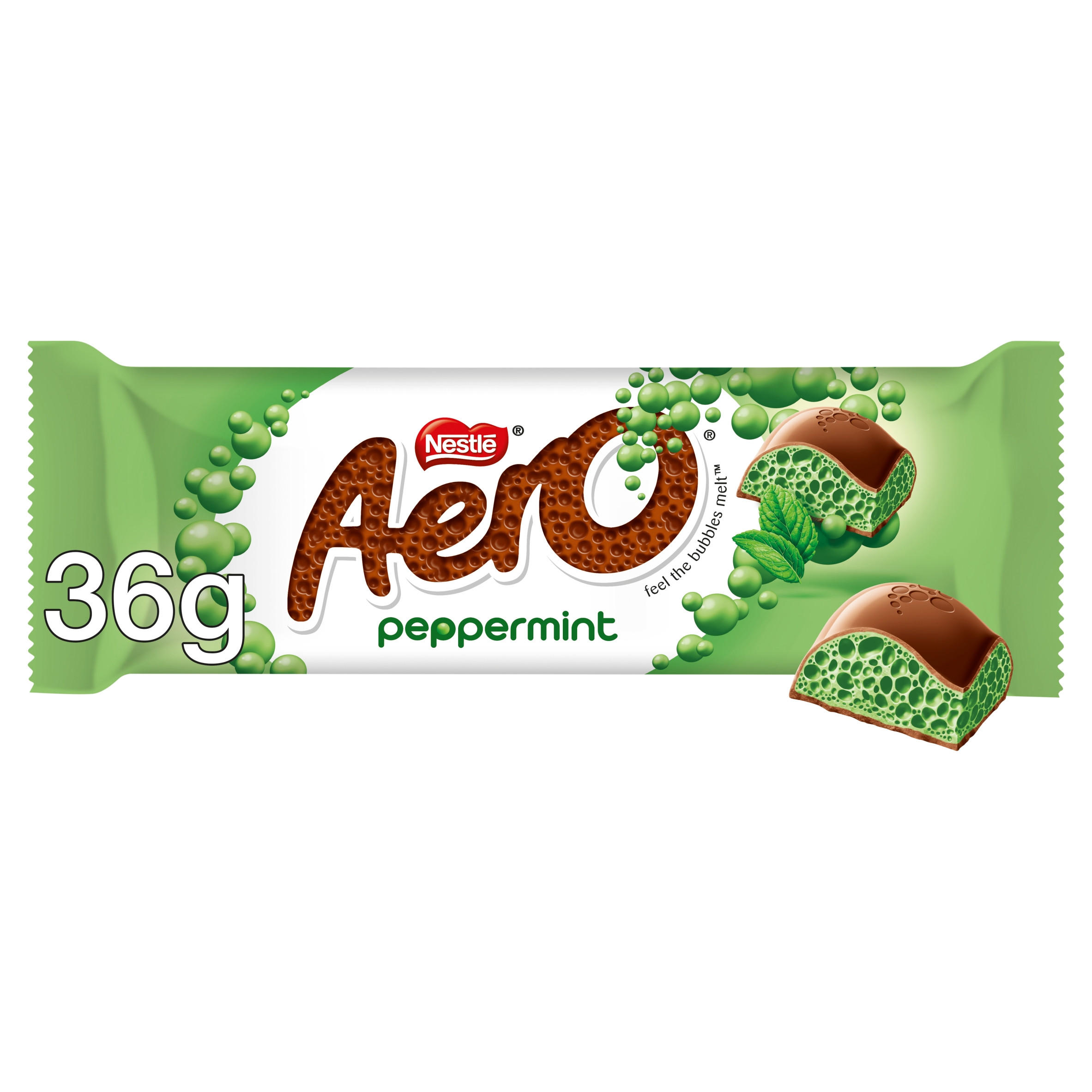 Aero Bubbly Peppermint Mint Chocolate Bar 36g | Single Chocolate Bars ...