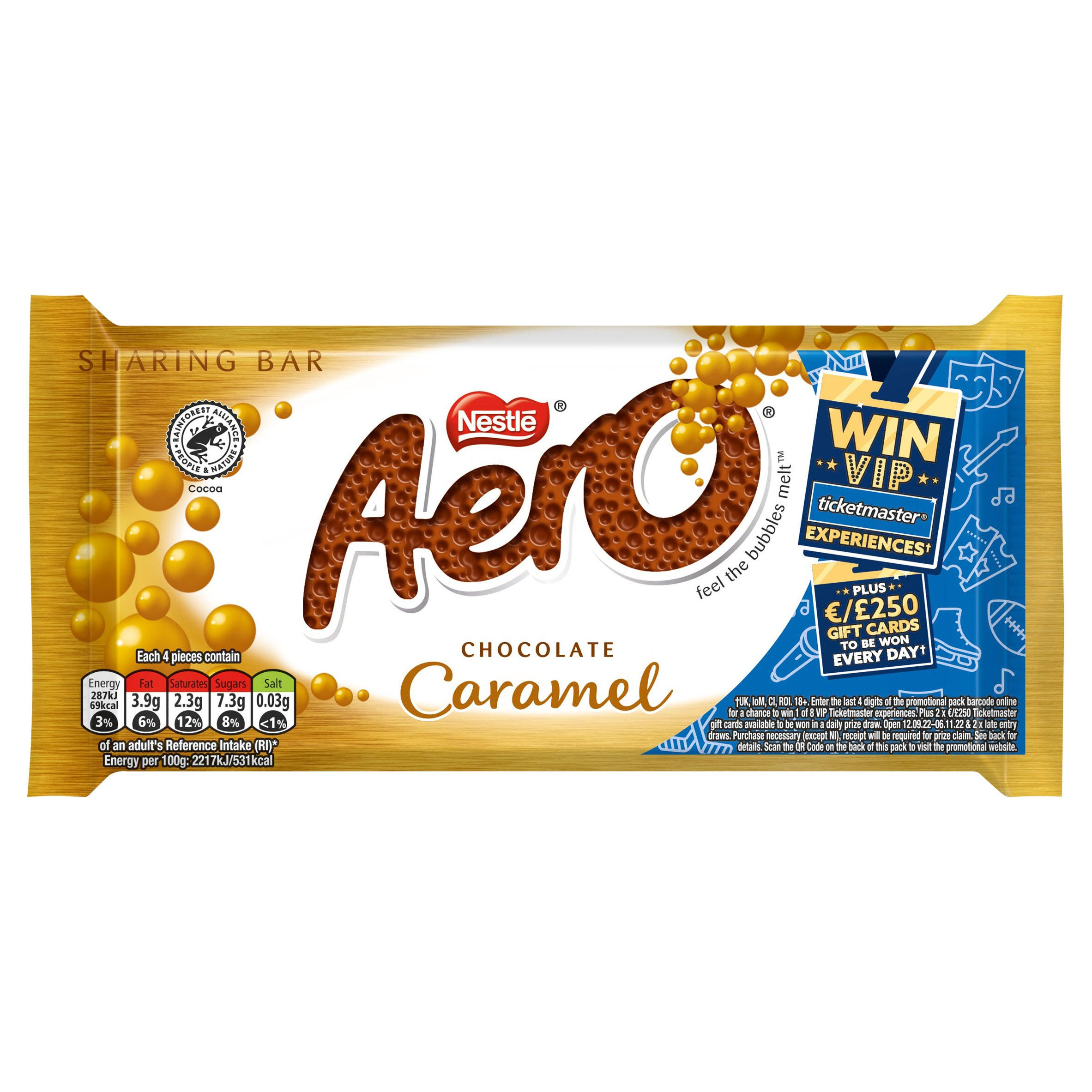 Aero Caramel Chocolate Sharing Bar 90g | Single Chocolate Bars & Bags ...
