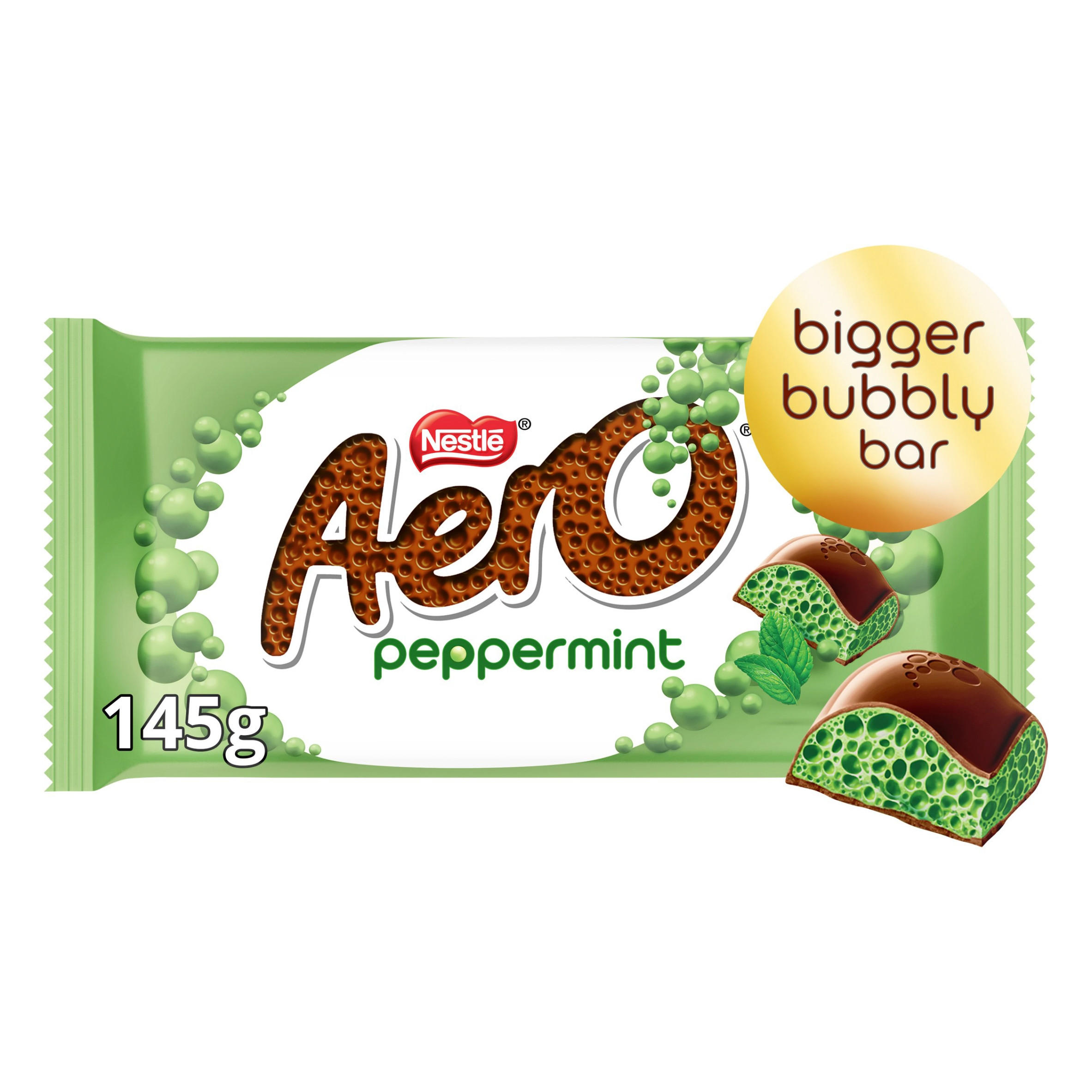 Aero Shaero Bubbly Peppermint Chocolate Sharing Bar 145g | Single ...