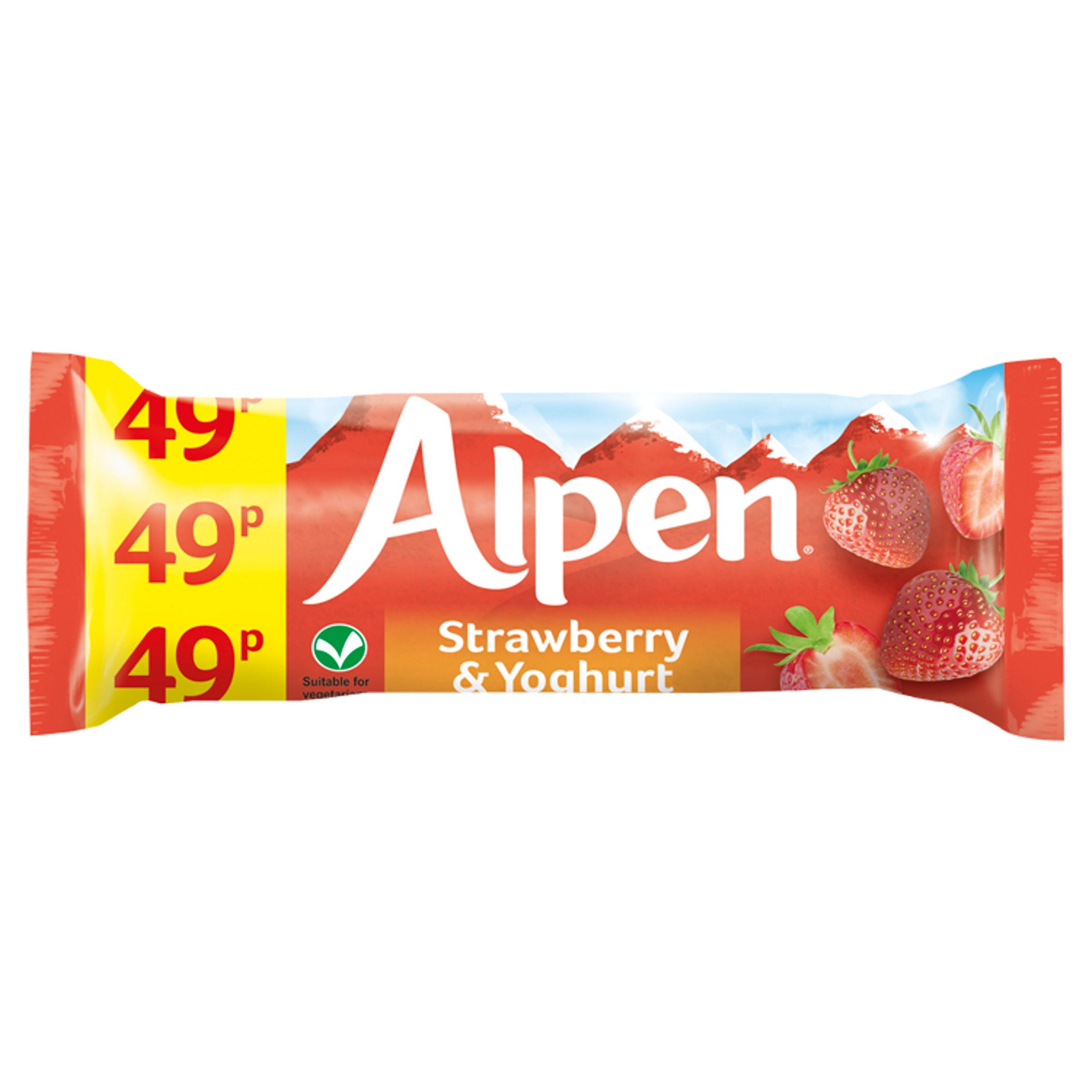 Alpen Cereal Bars Strawberry and Yoghurt 24 x 29g PMP 49p | Cereal Bars ...