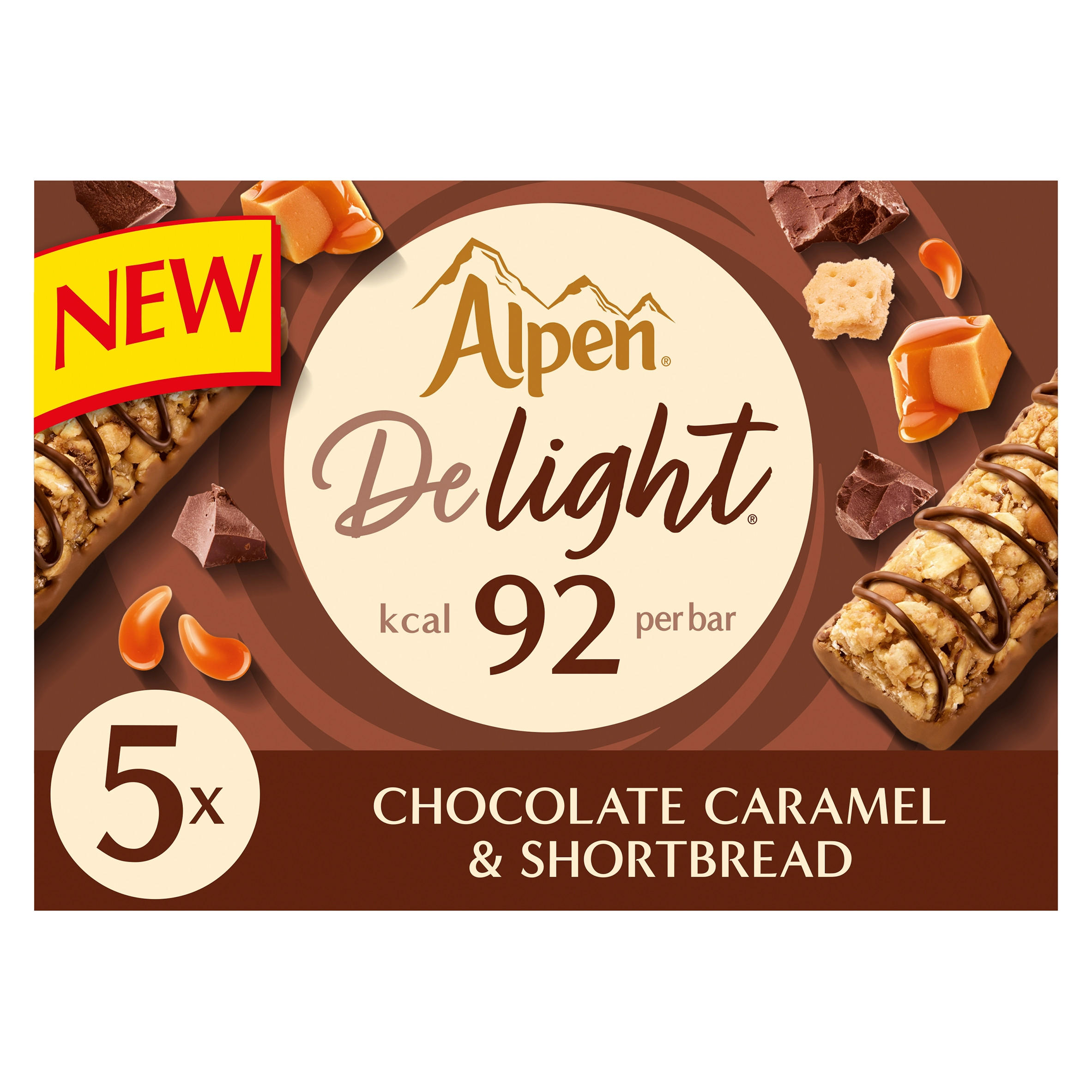 Alpen Delight Chocolate Caramel & Shortbread Bars 5x24g | Cereal Bars ...