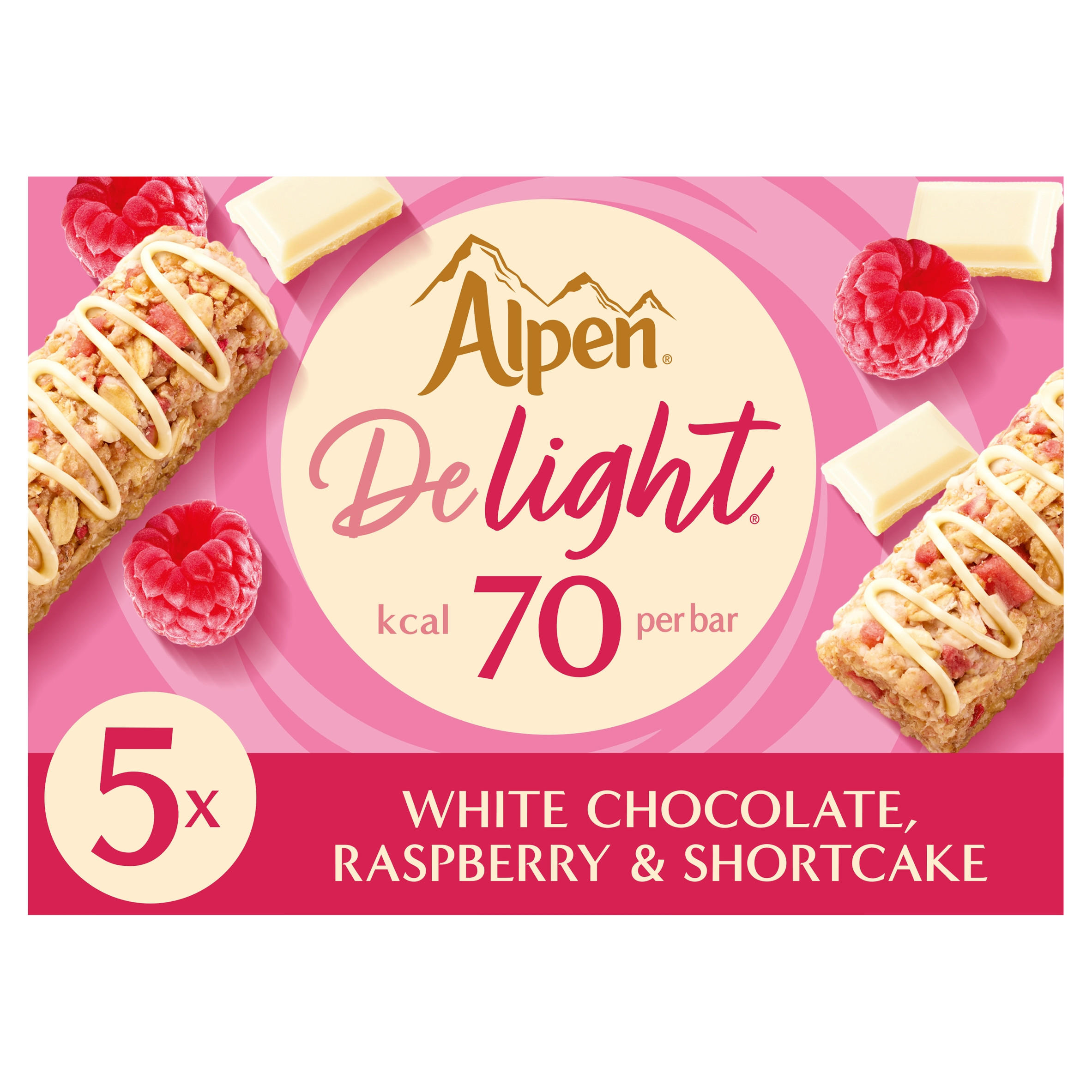 Alpen Delight White Chocolate, Raspberry & Shortcake Bars 5x19g ...