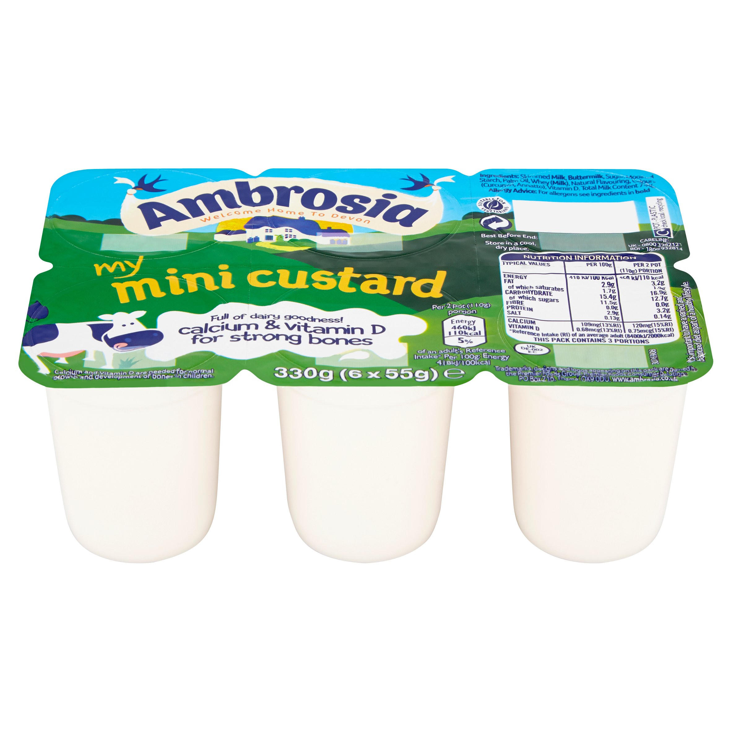 Ambrosia Custard Mini Pots 6 x 55g (330g) | Dessert Yogurt | Iceland Foods