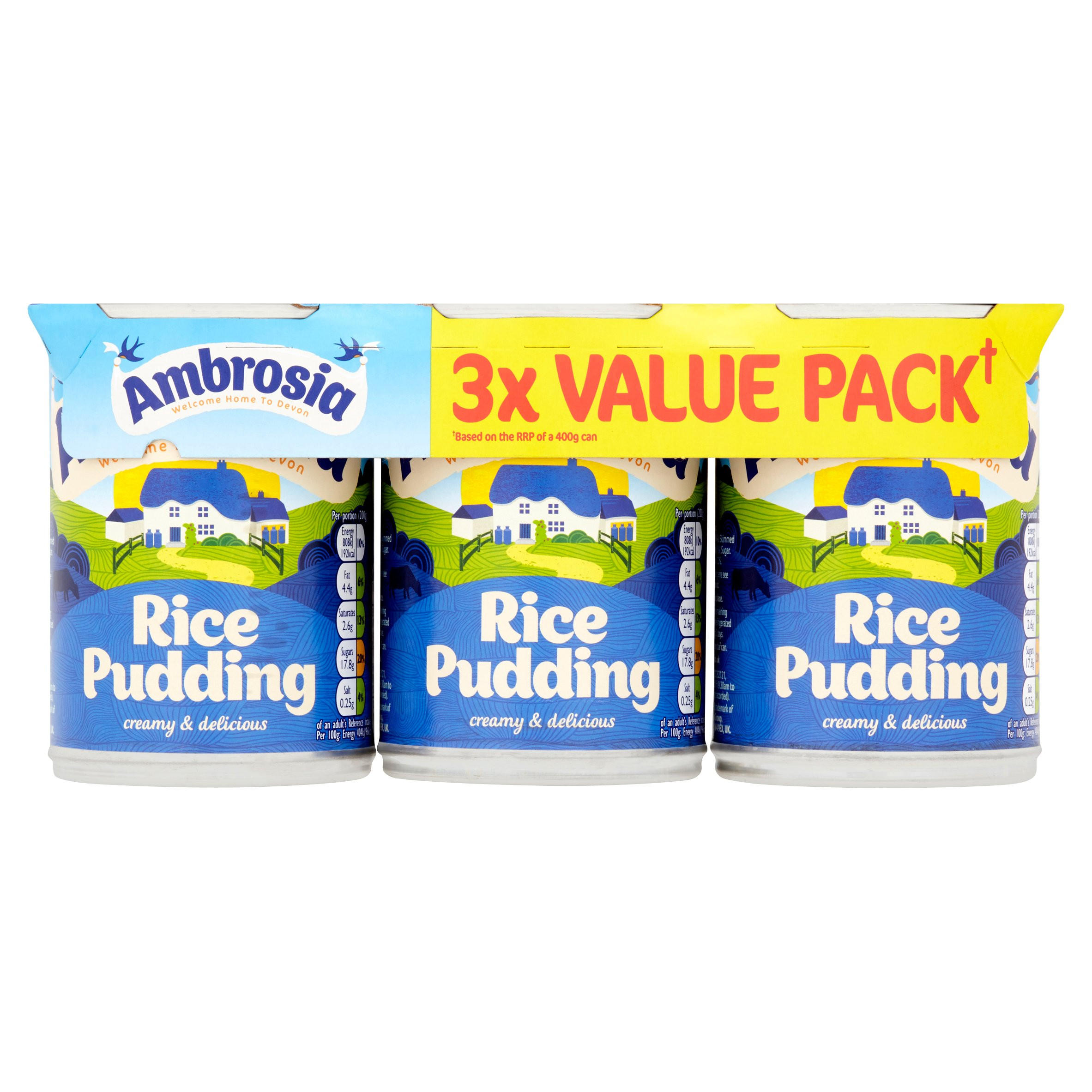 Ambrosia Rice Pudding 3 x 400g | Tinned Fruit, Desserts & Jelly ...