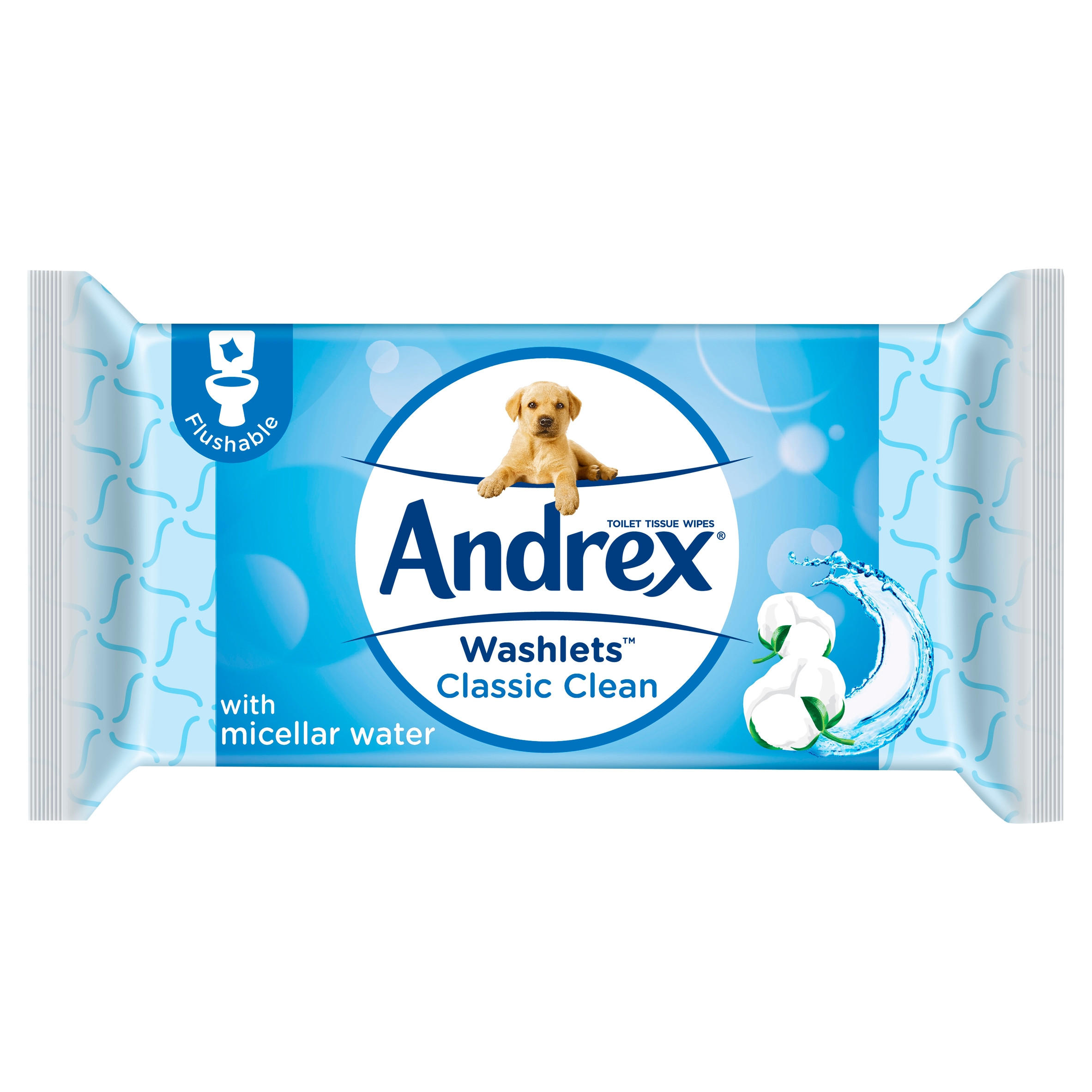 Andrex Classic Clean Washlets with Micellar Water | Toilet Roll ...
