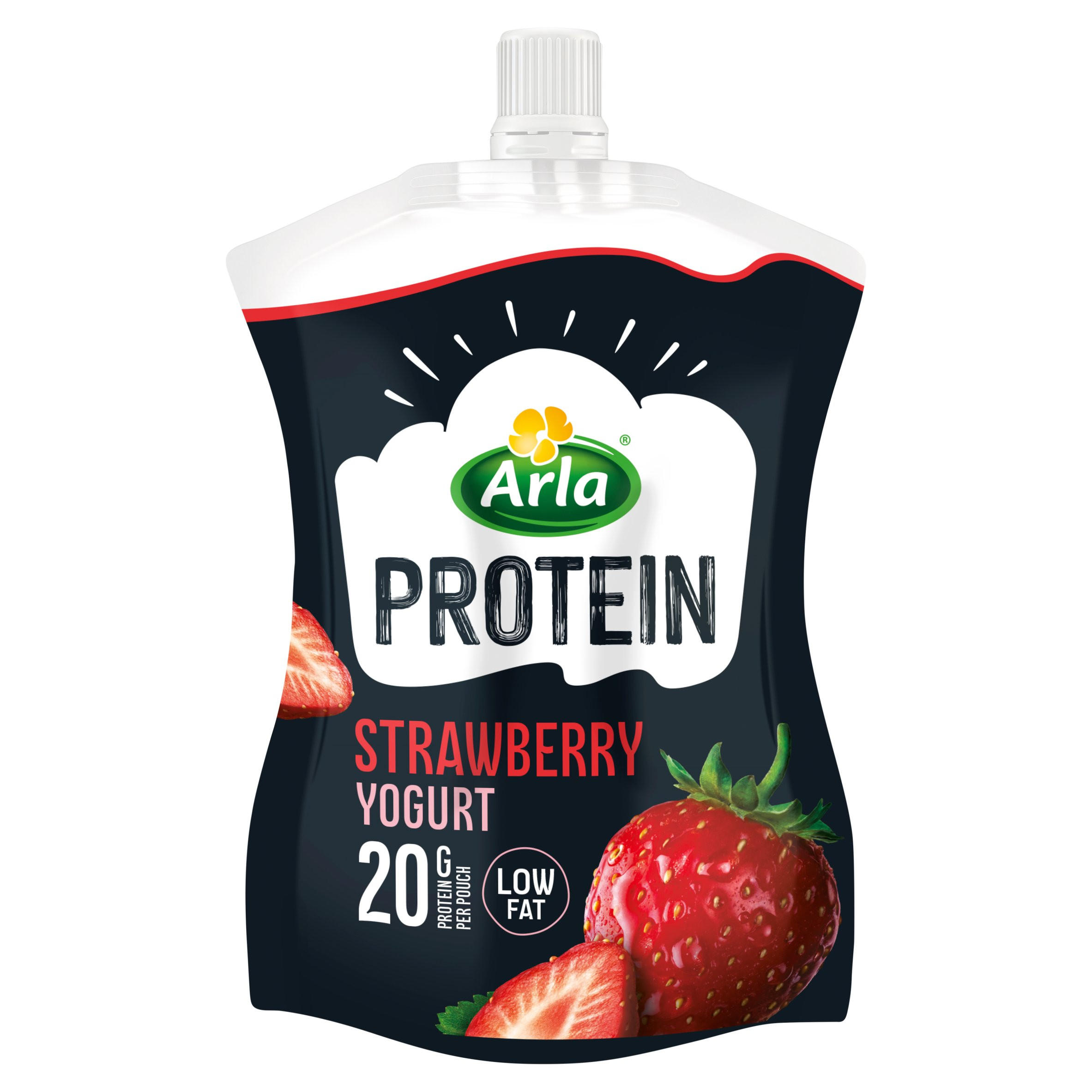 Arla Protein Strawberry Yogurt Pouch 200g | Low Fat & Fat Free Yogurt ...