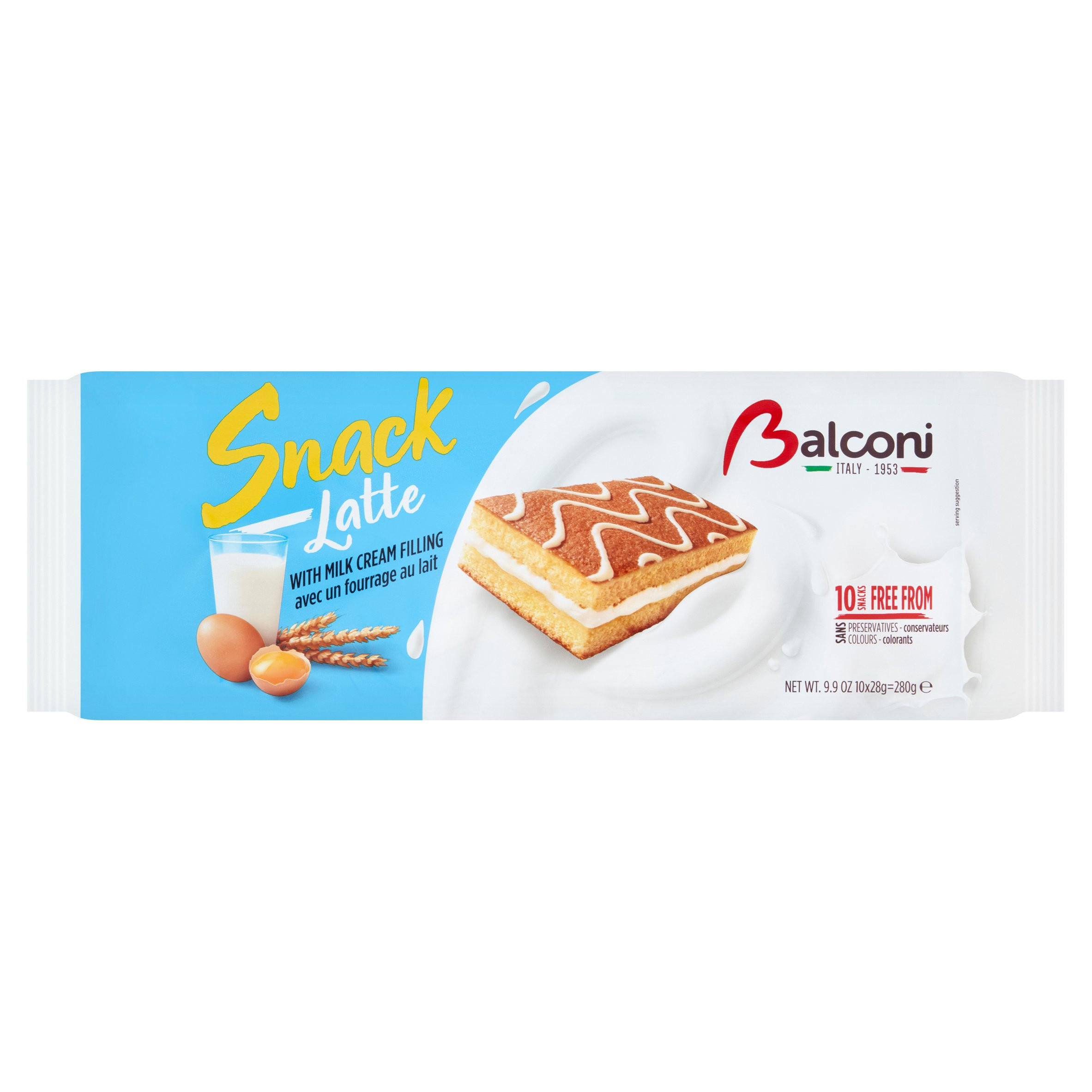 Balconi Snack Latte with Milk Cream Filling 10 x 28g (280g) | Muffins ...