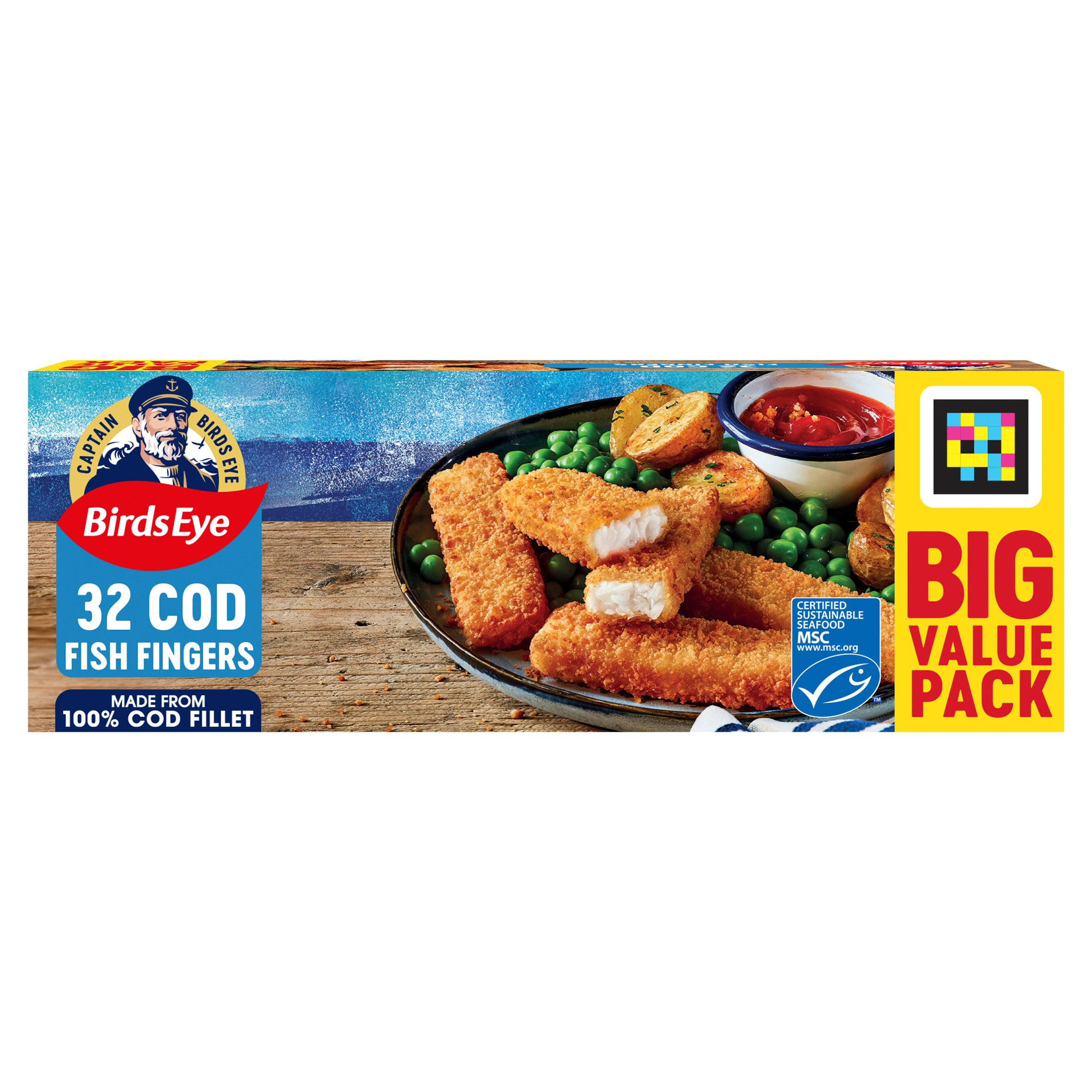 Birds Eye 32 Breaded Cod Fish Fingers 896g | Fish Fingers, Fish Cakes ...