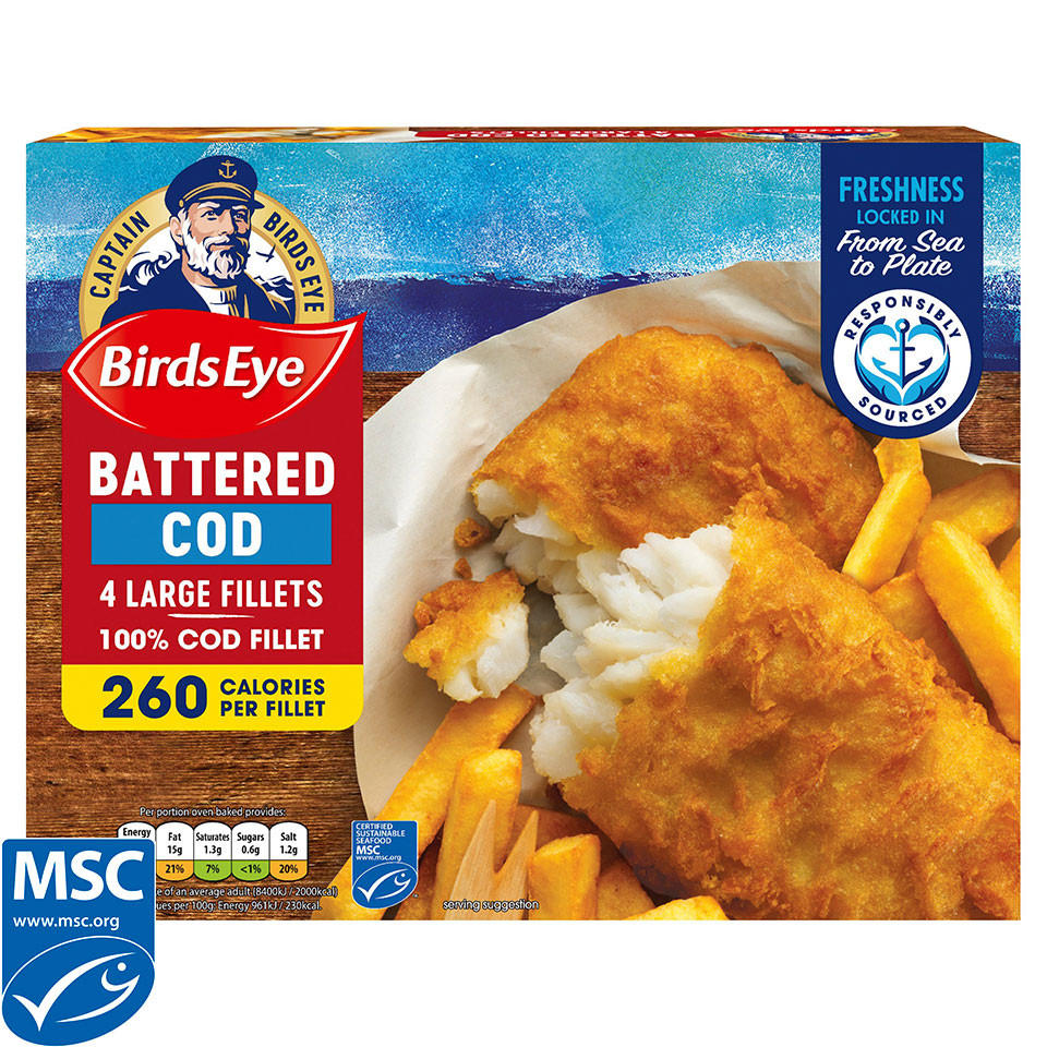 Birds Eye 4 Battered Cod Fish Fillets 440g | Battered & Breaded Fish ...