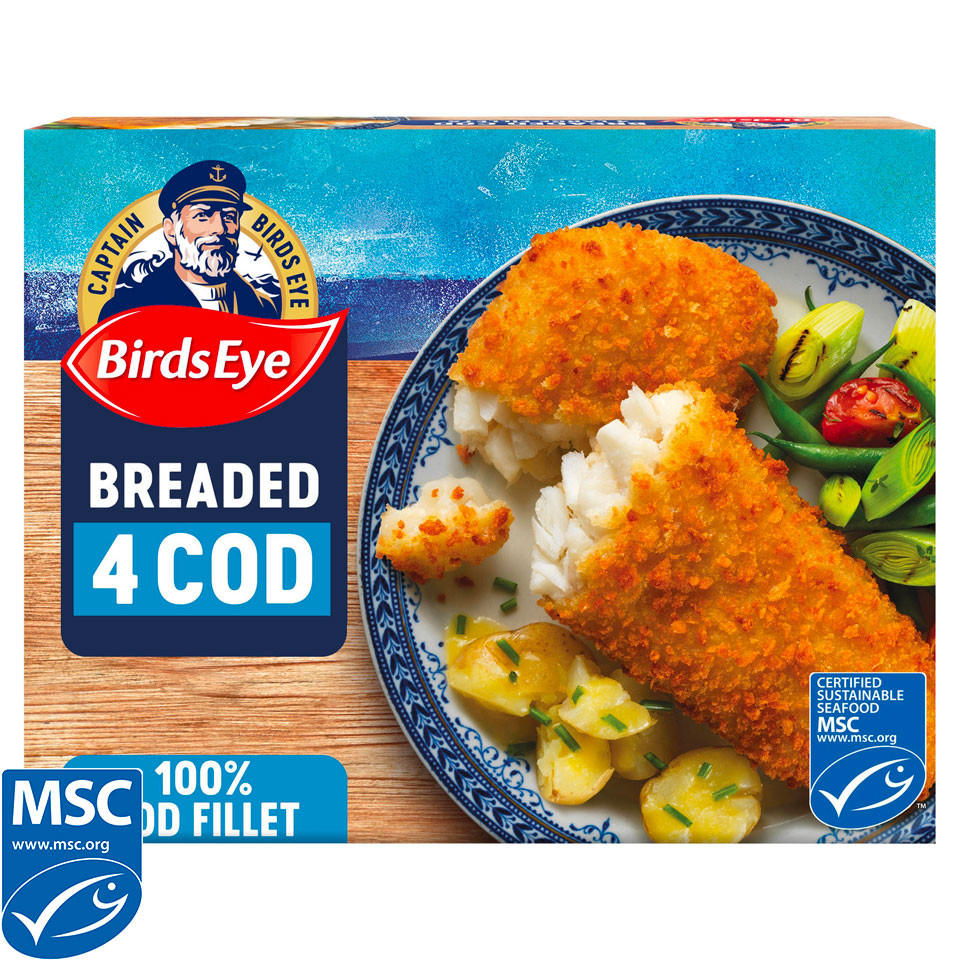 Birds Eye 4 Breaded Cod Fish Fillets 440g | Battered & Breaded Fish ...