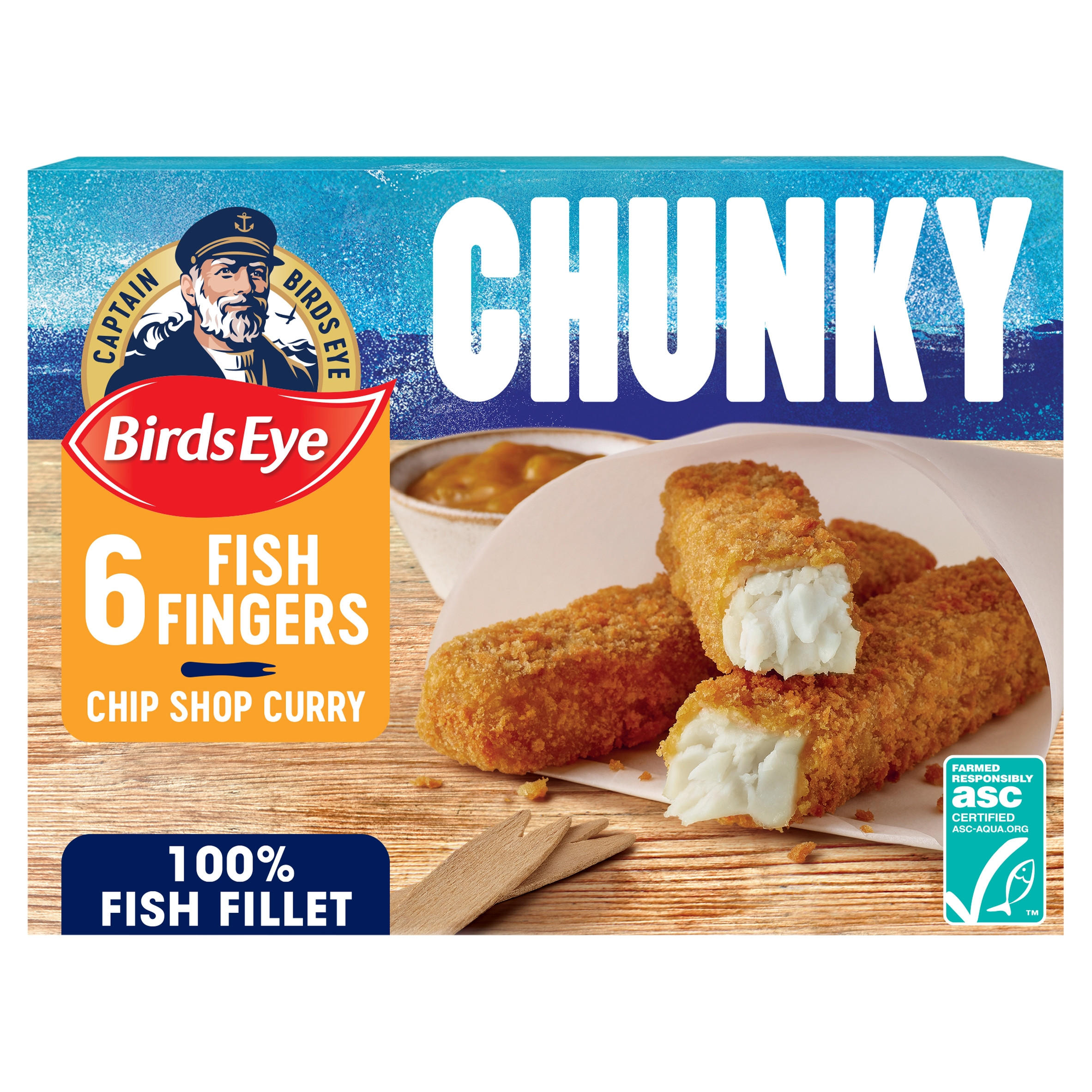 Birds Eye 6 Breaded Chunky Chip Shop Curry Fish Fingers 360G | Battered ...