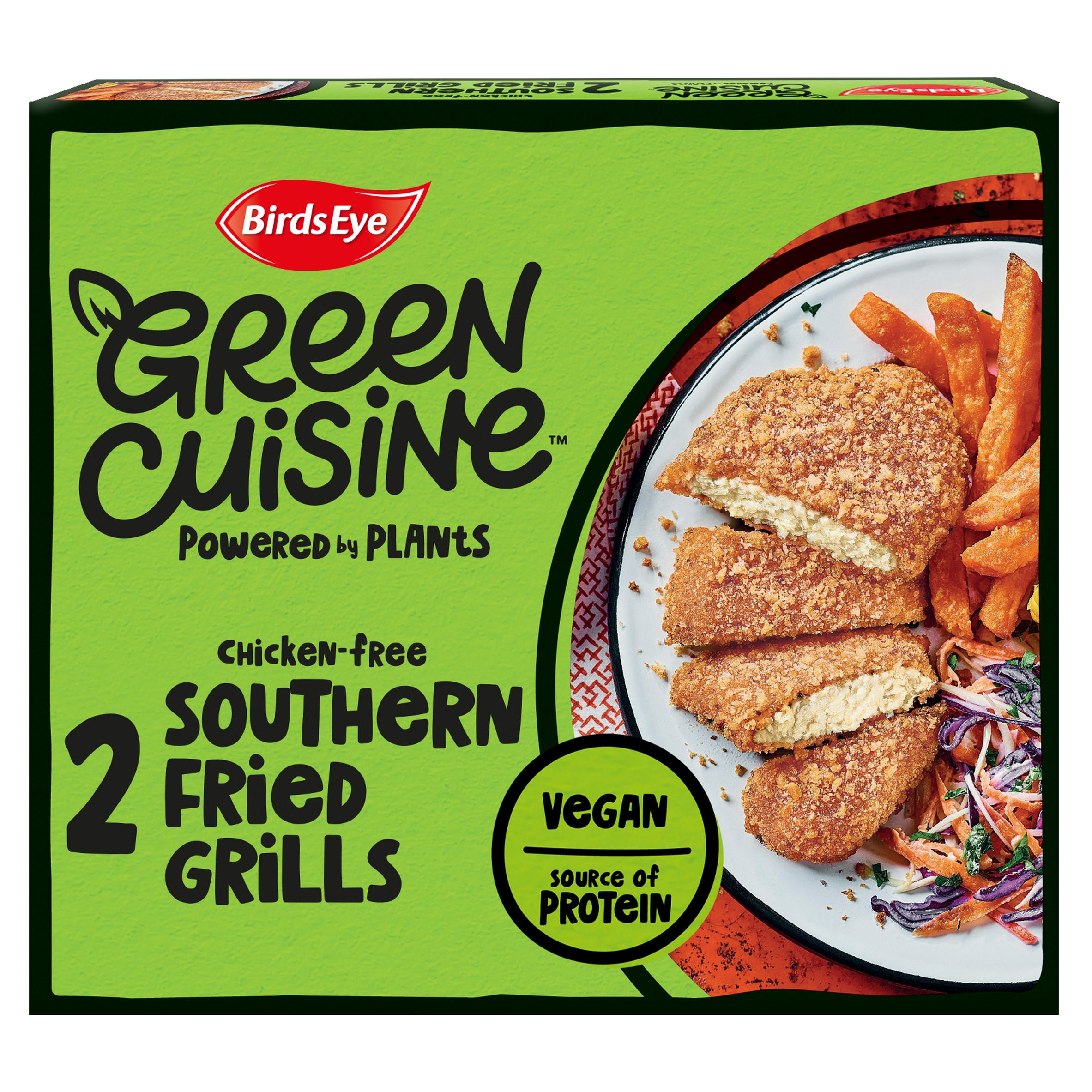 Birds Eye Green Cuisine 2 Chicken-Free Southern Fried Grills 180g ...
