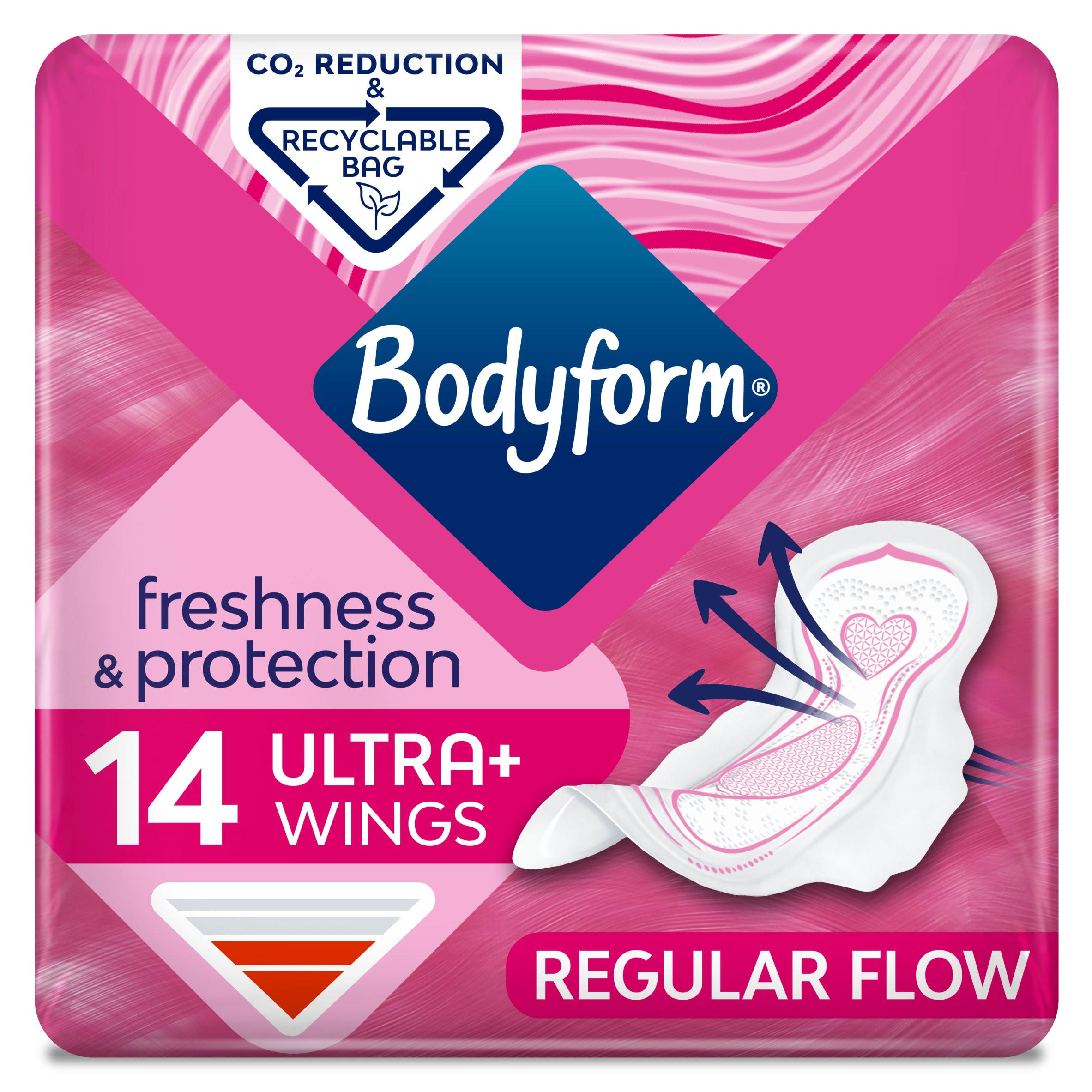 Bodyform Ultra Normal Wing Sanitary Towels 14 Pack | Women's Toiletries ...