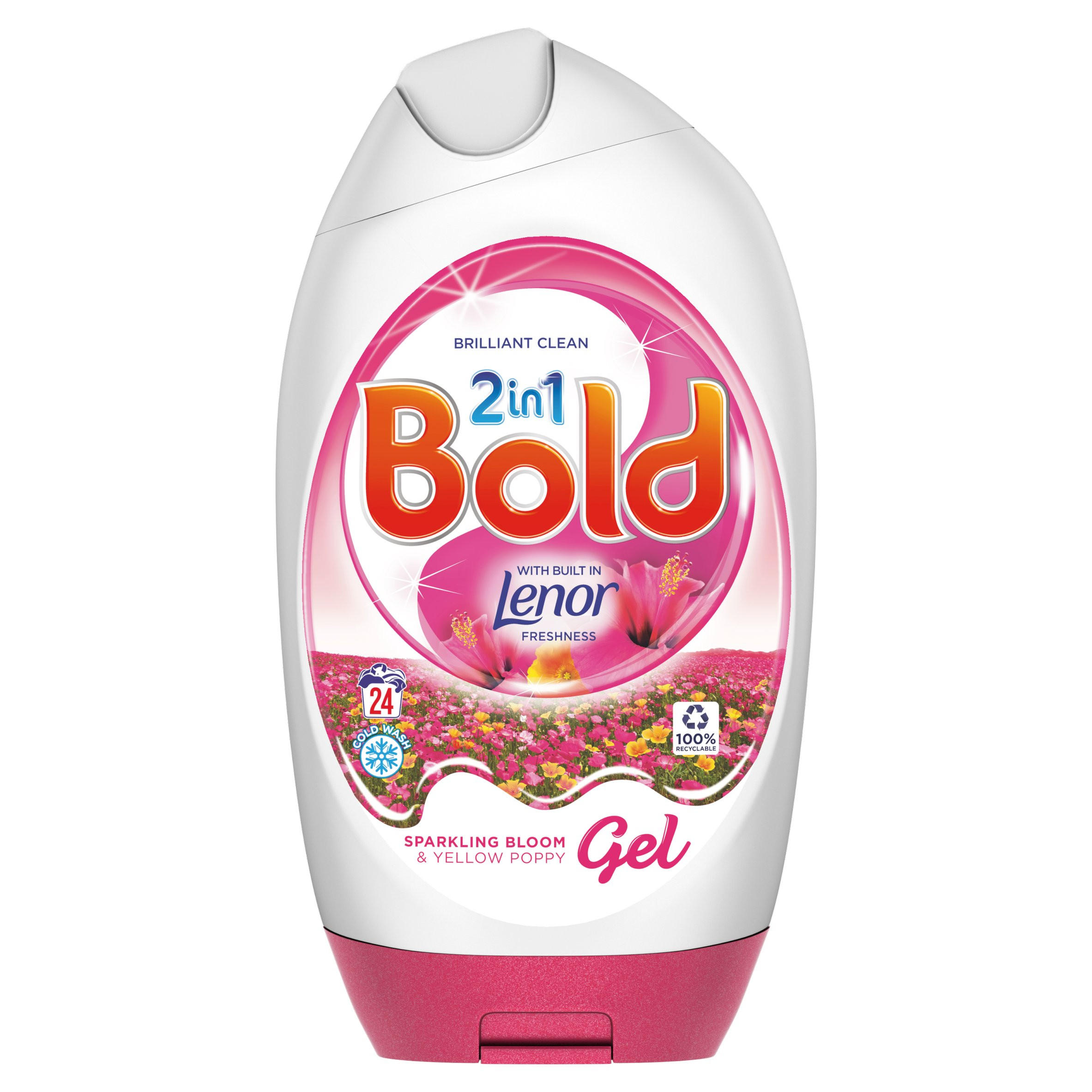 Bold 2in1 Washing Liquid Gel Sparkling Bloom & Yellow Poppy 888ml, 48 ...