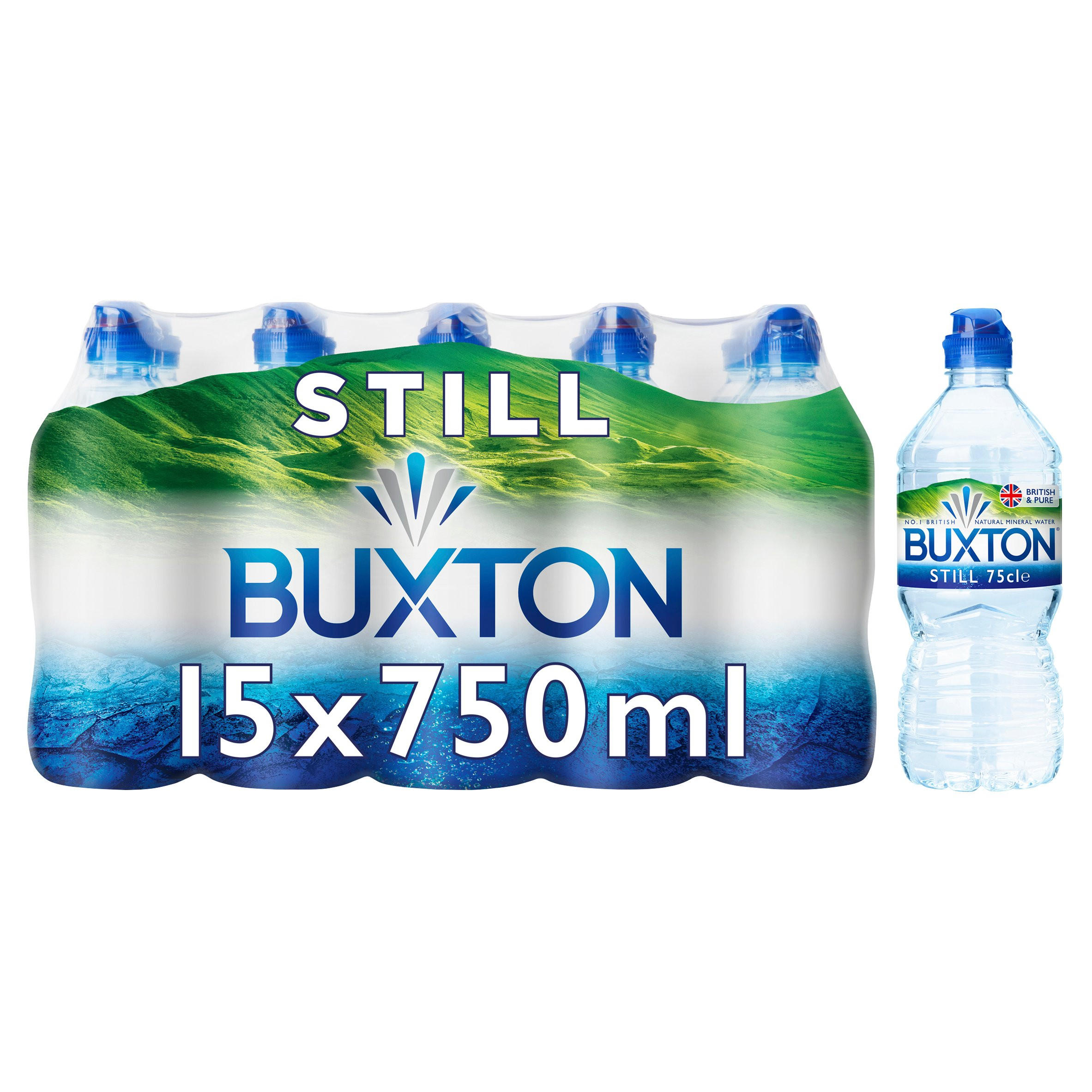 Buxton Still Natural Mineral Water Sports Cap 15 x 750ml | Still ...