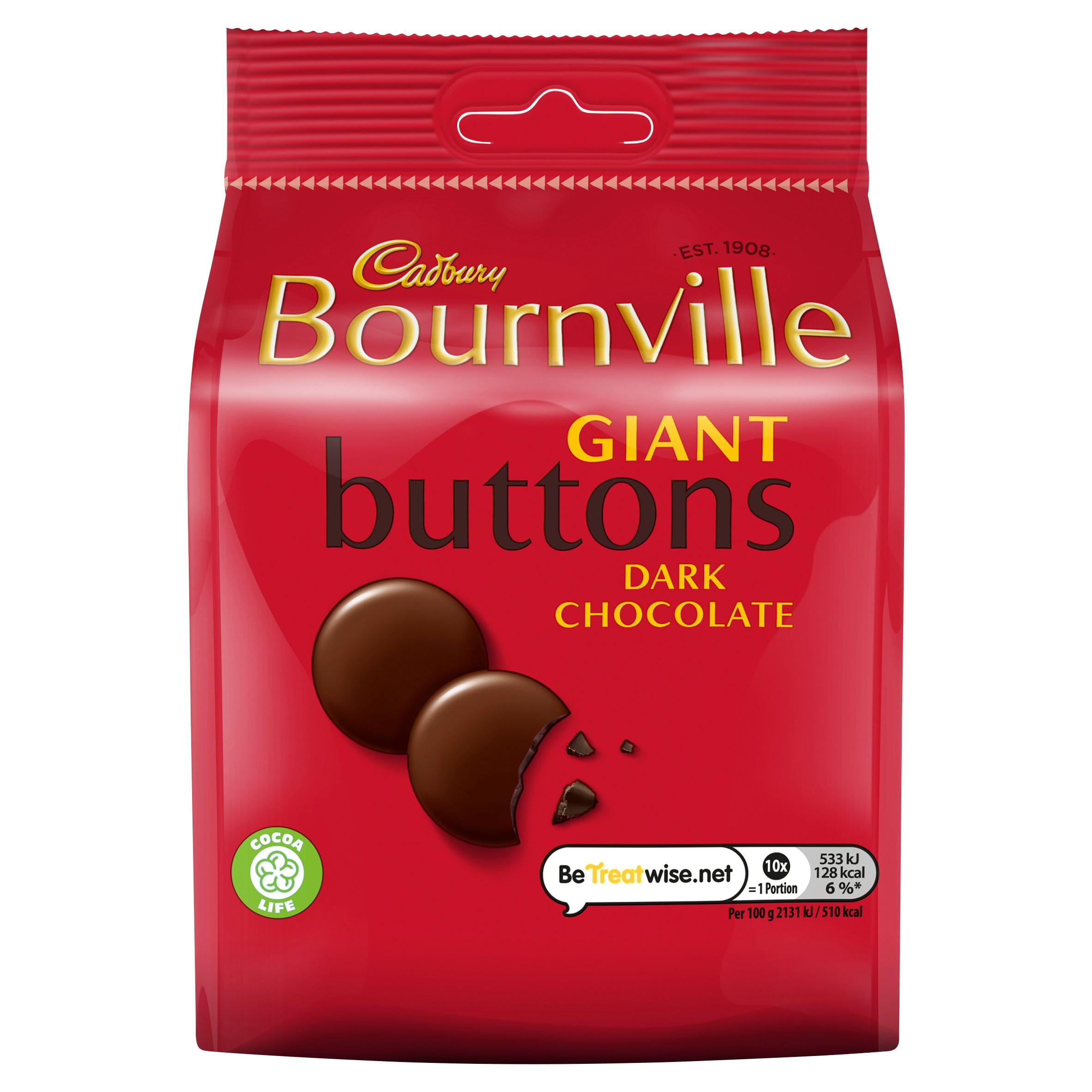 Cadbury Bournville Giant Buttons Dark Chocolate Bag 95g | Sharing Bags ...