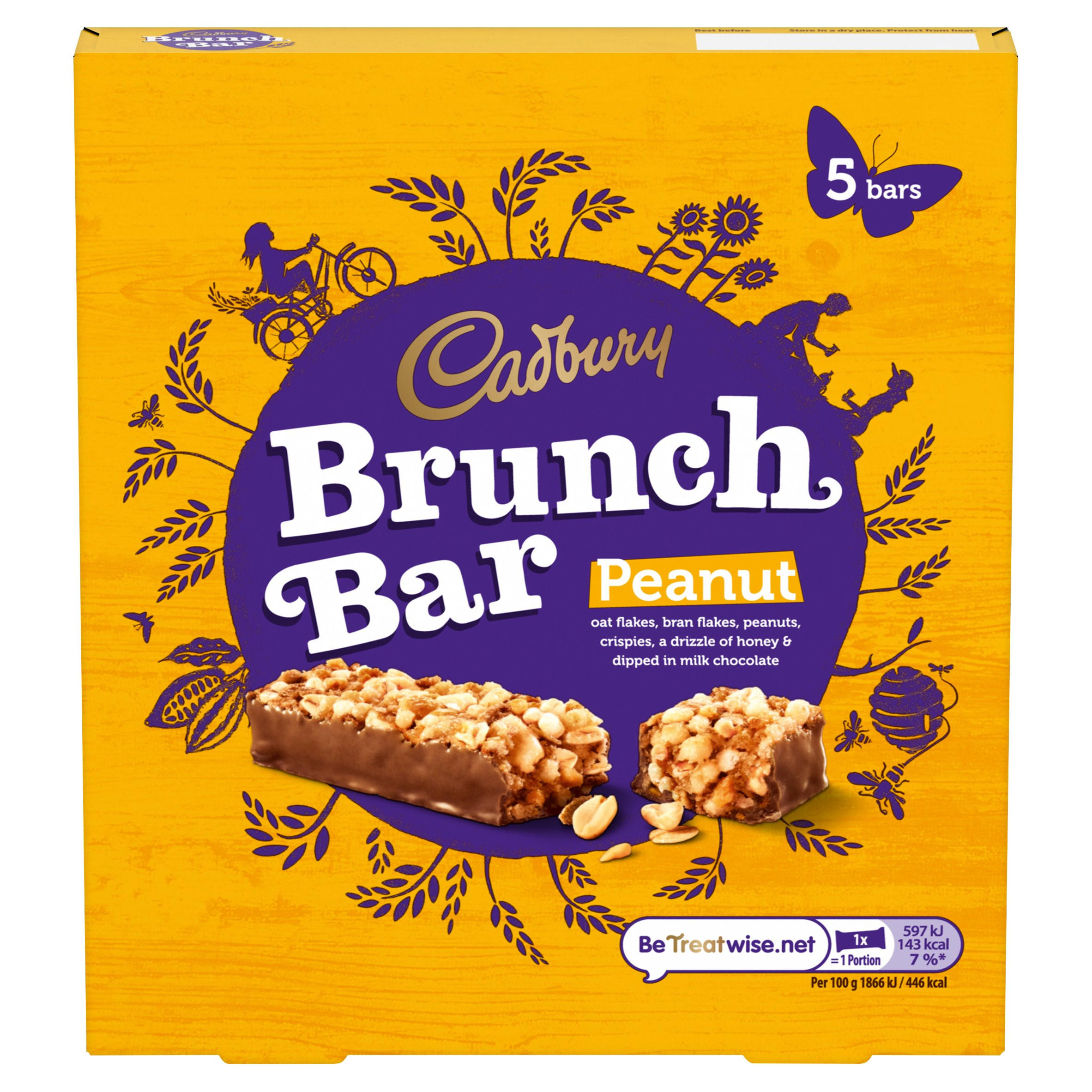 Cadbury Brunch Bar Peanut 5 Pack 160g | Multipack Biscuits | Iceland Foods