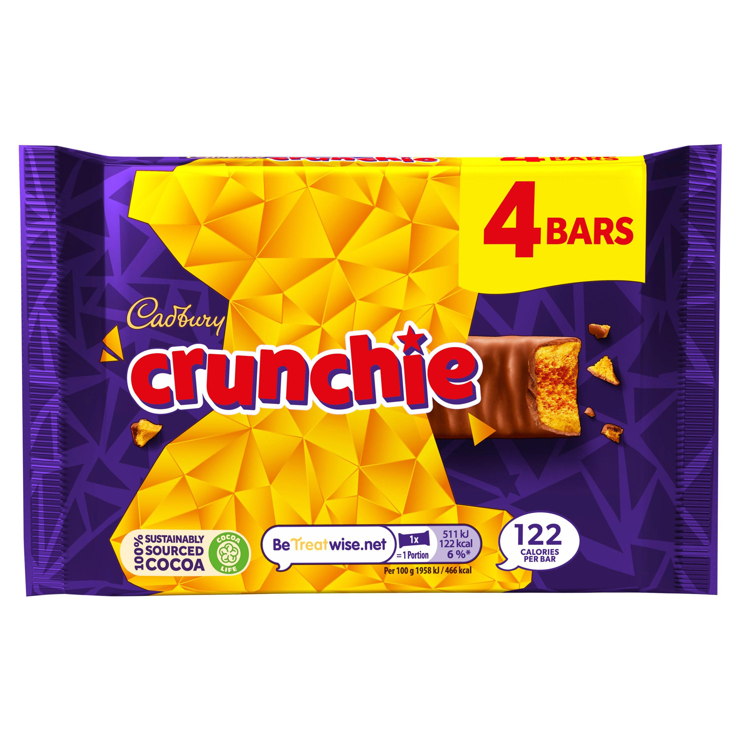 Cadbury Crunchie Bars 4 x 26.1g (104.4g) | Multipacks | Iceland Foods