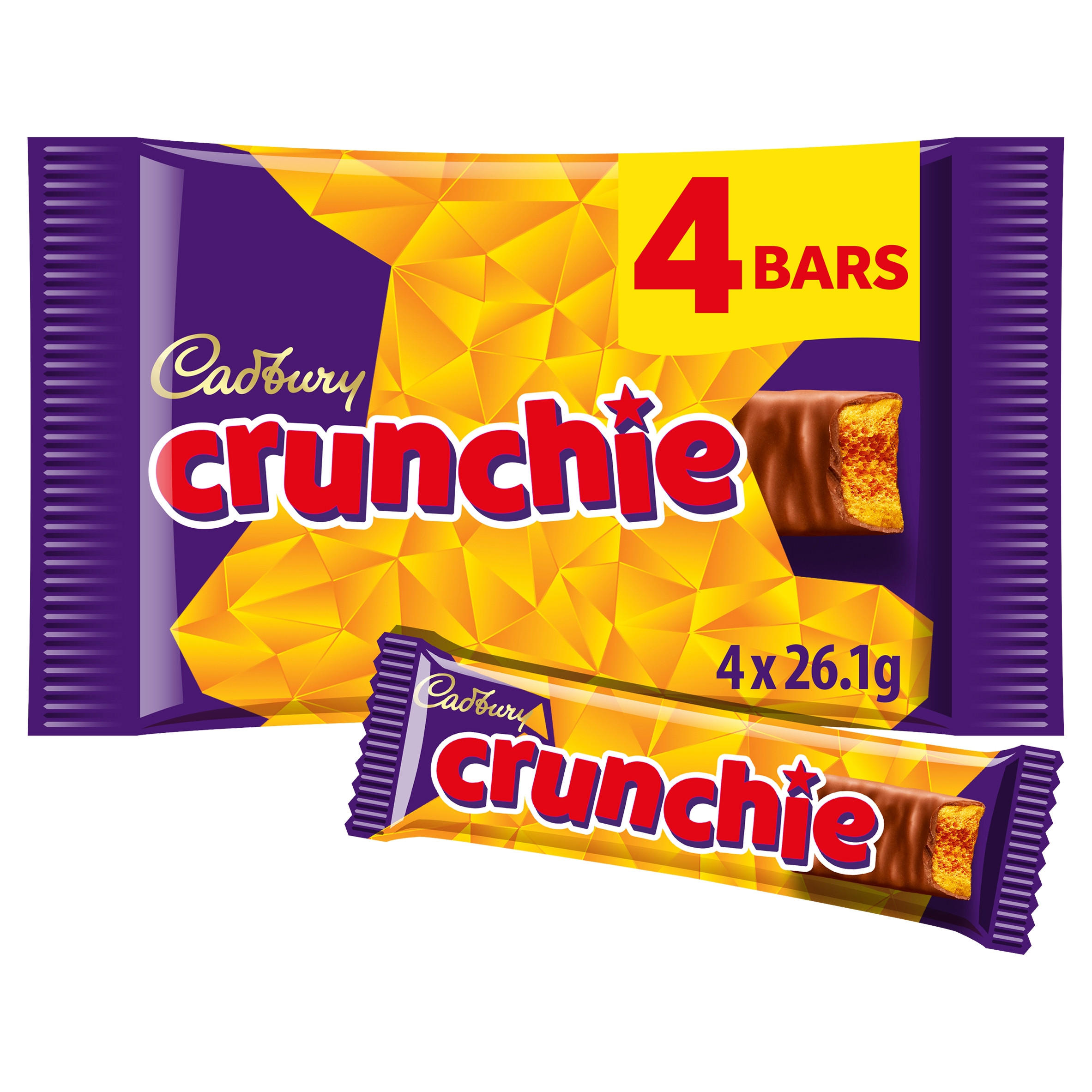Cadbury Crunchie Bars 4 x 26.1g (104.4g) | Multipacks | Iceland Foods