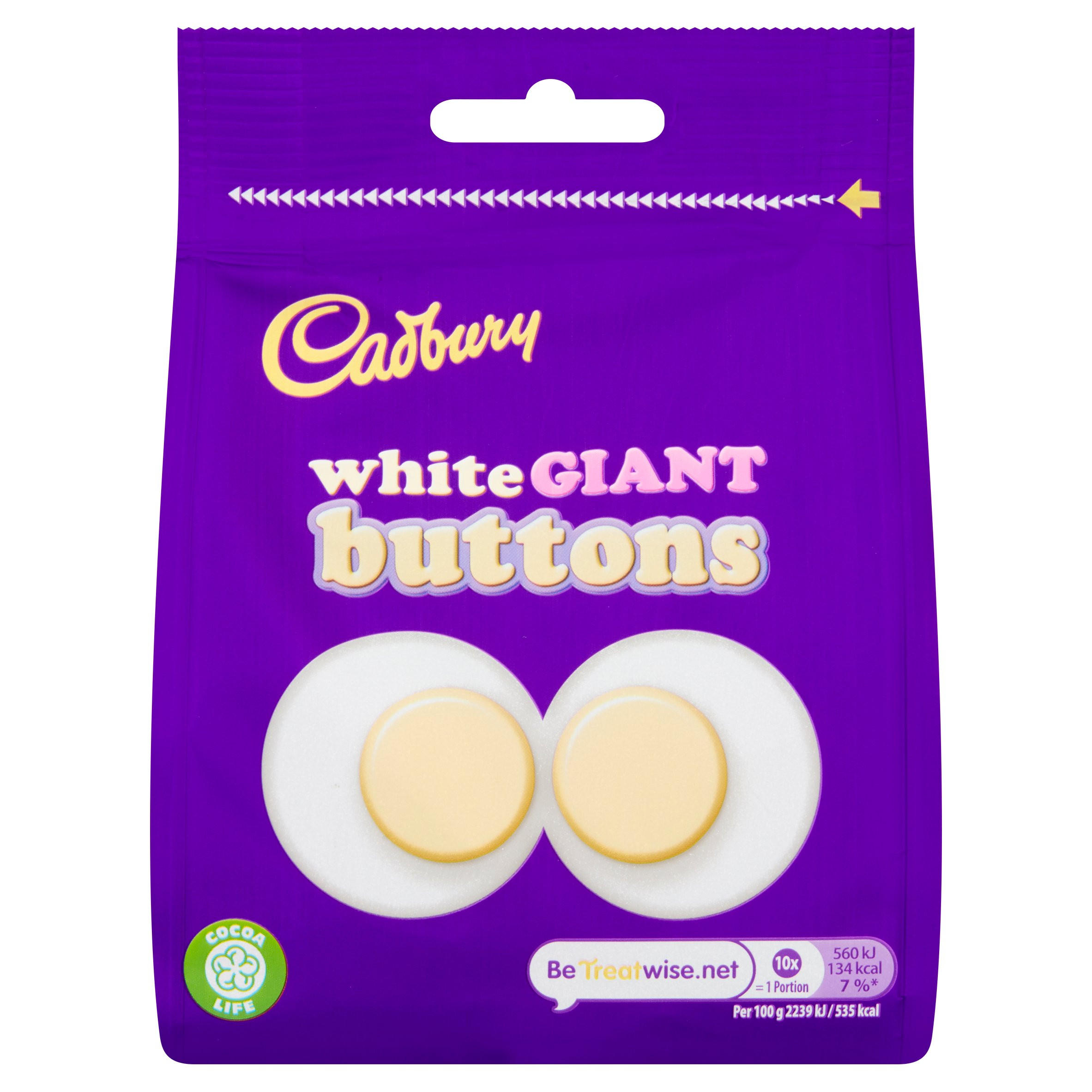 Cadbury White Buttons Chocolate Bag 95g | Single Chocolate Bars & Bags ...