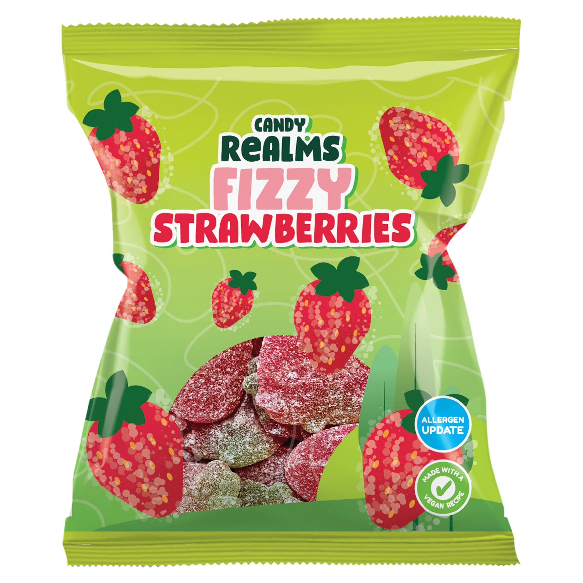 Candy Realms Fizzy Strawberries 190g | Sweets | Iceland Foods