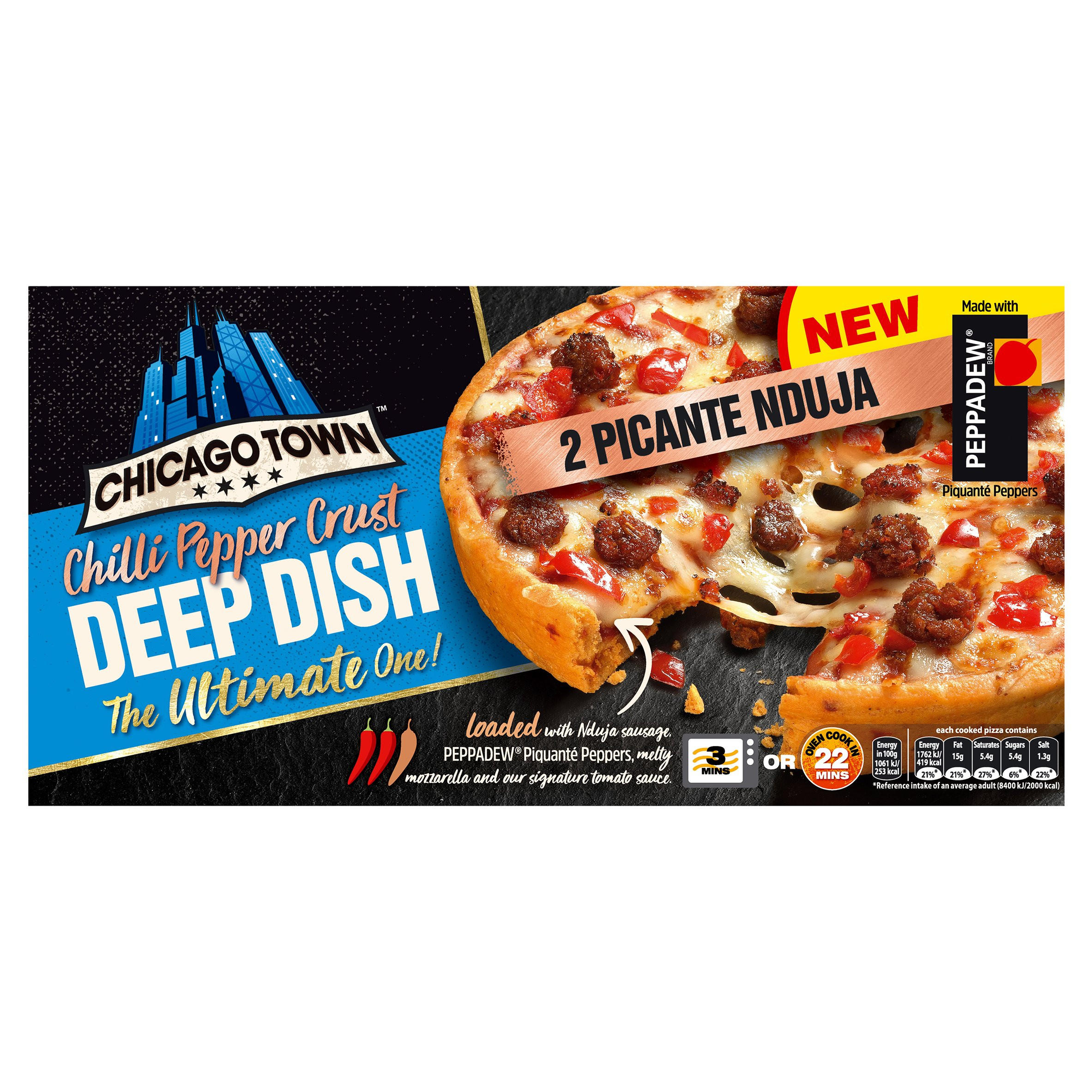 Chicago Town Deep Dish Picante Nduja Chilli Pepper Crust 2 x 153g (306g ...