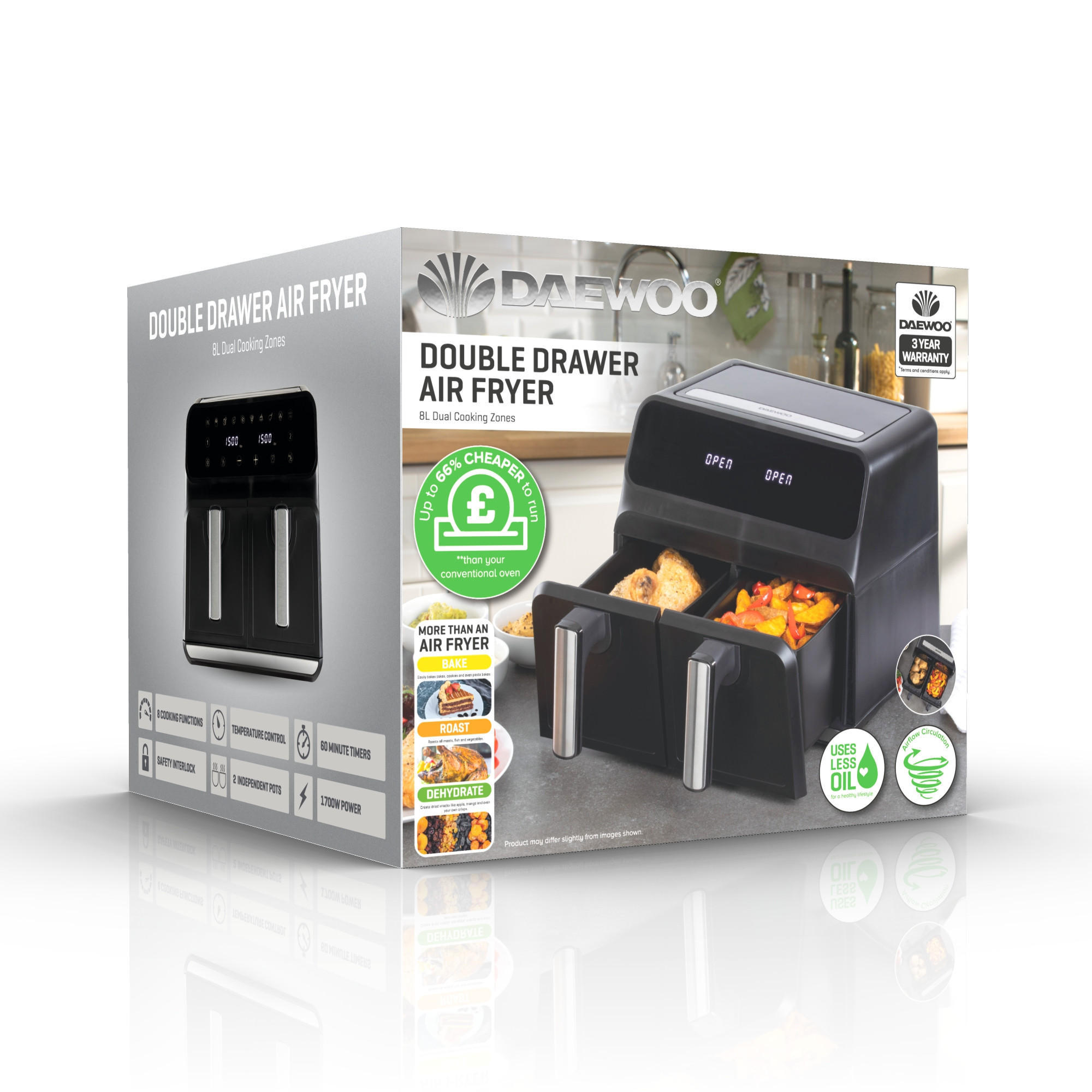 Daewoo Double Drawer Air Fryer | Cooking & Dining | Iceland Foods