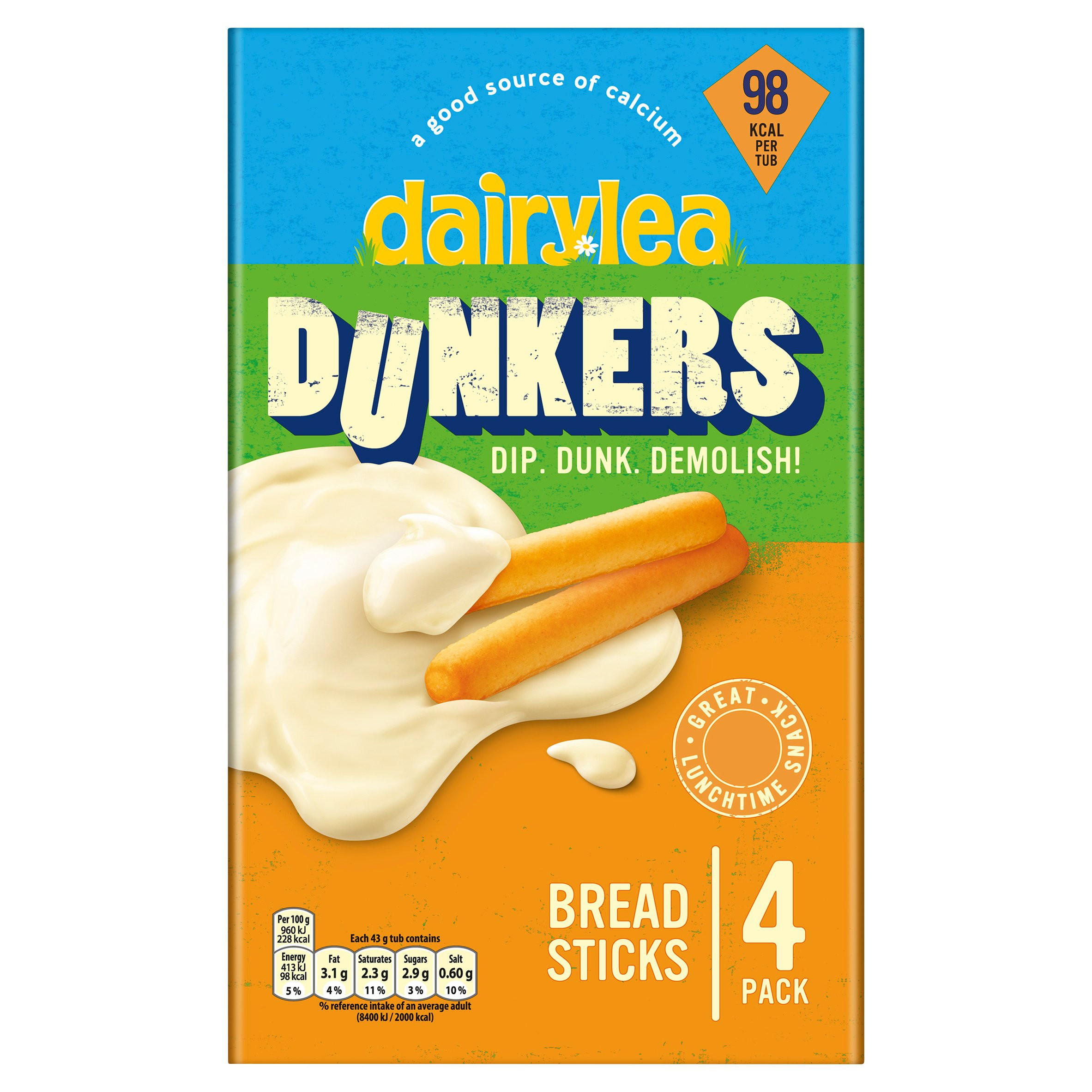 Dairylea Dunkers Breadsticks Cheese Snacks 4 Pack 172g | Cheese Snacks ...