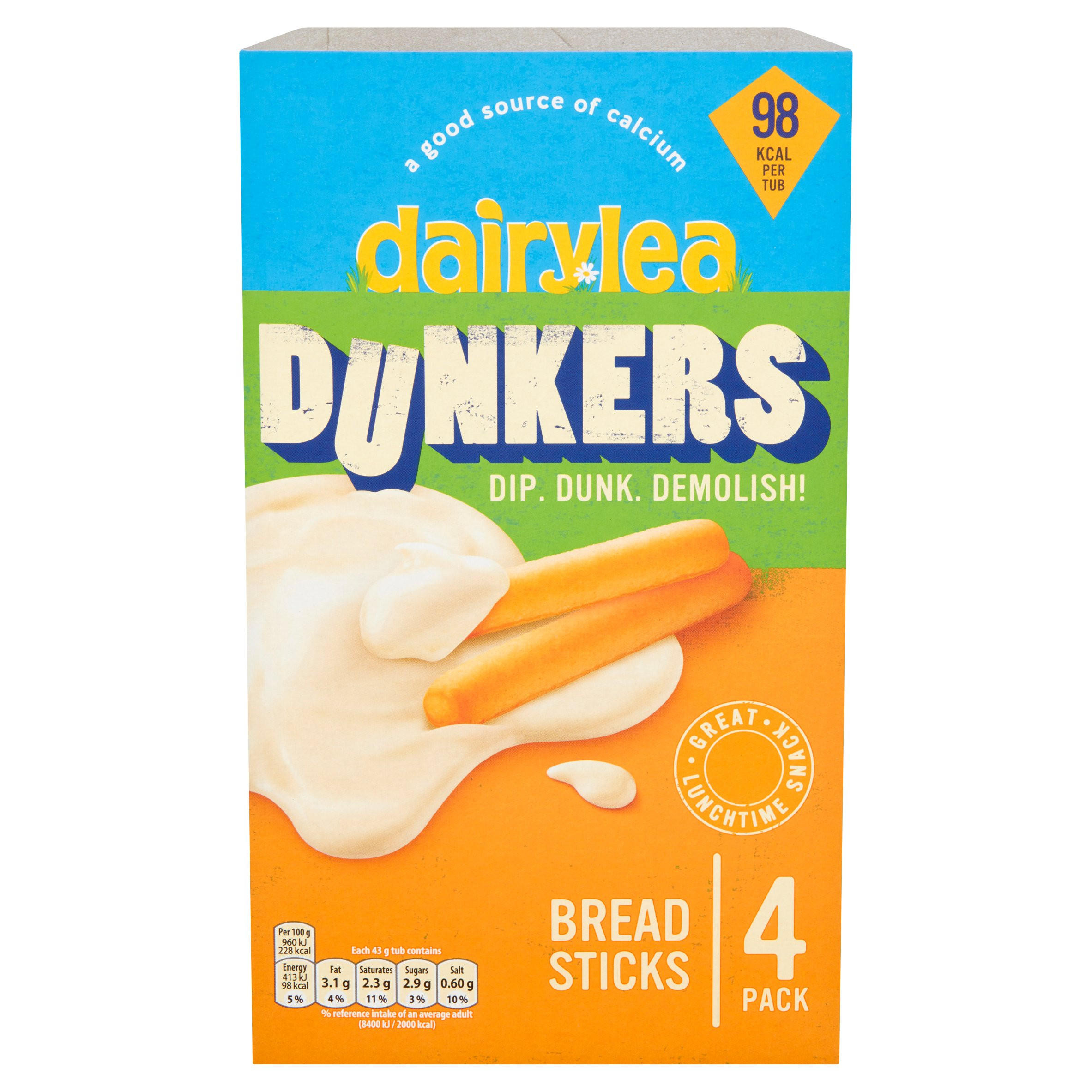 Dairylea Dunkers Breadsticks Cheese Snacks 4 Pack 172g | Cheese Snacks ...