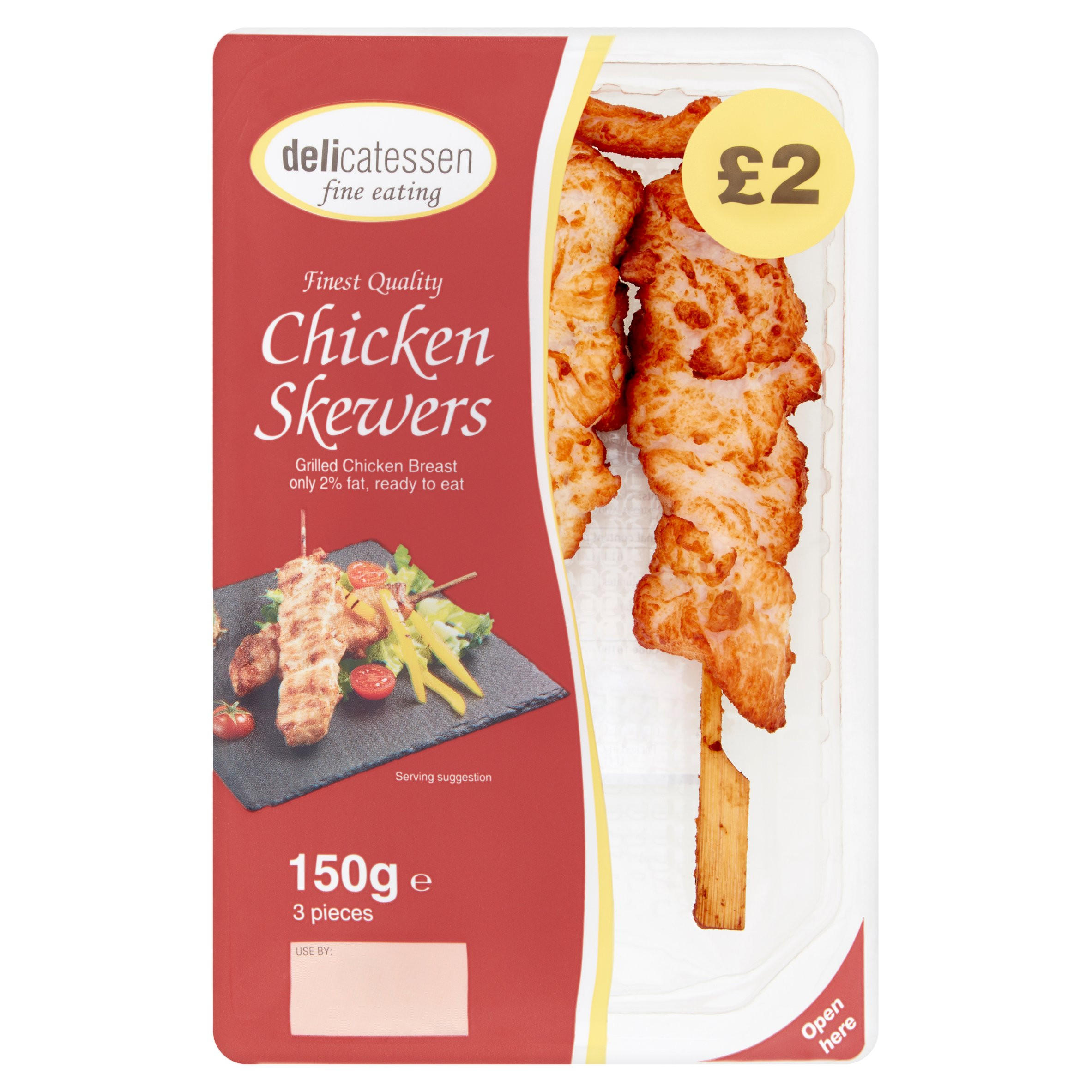 Delicatessen Fine Eating 3 Chicken Skewers 150g | Cooked Meats & Deli ...