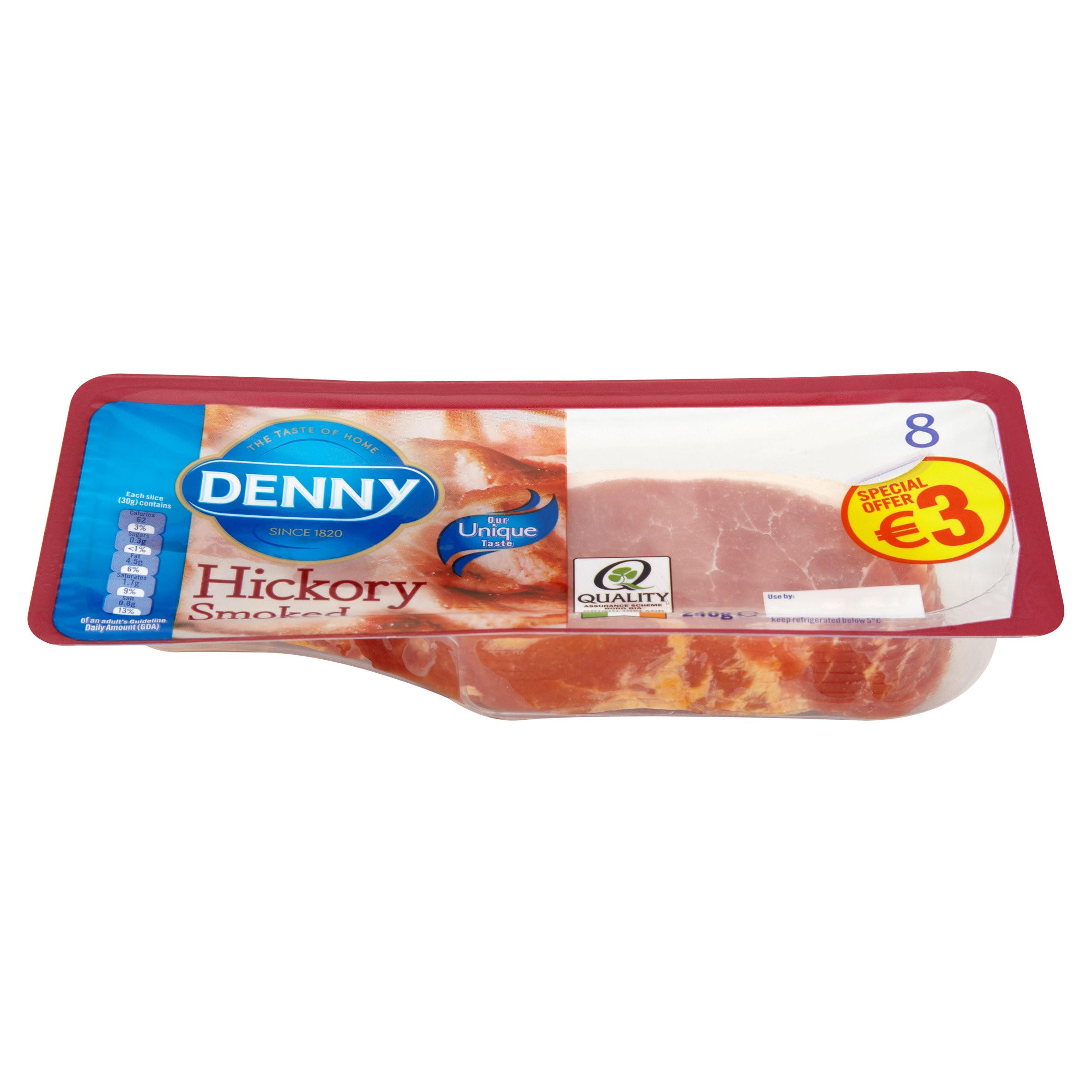Denny Hickory Smoked 8 Rashers 240g | Bacon & Gammon | Iceland Foods