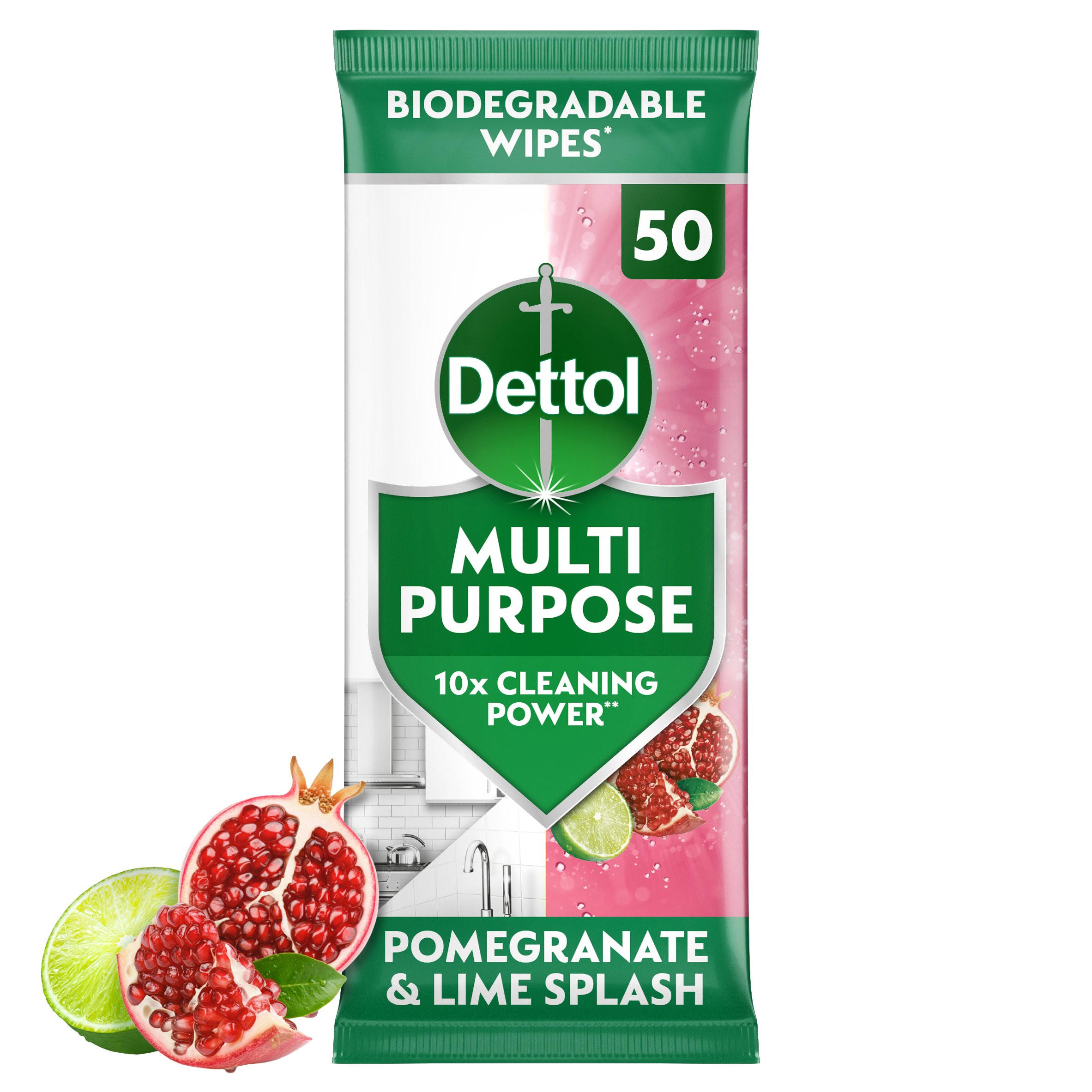 Dettol Antibacterial Multipurpose Cleaning Wipes Pomegranate & Lime ...