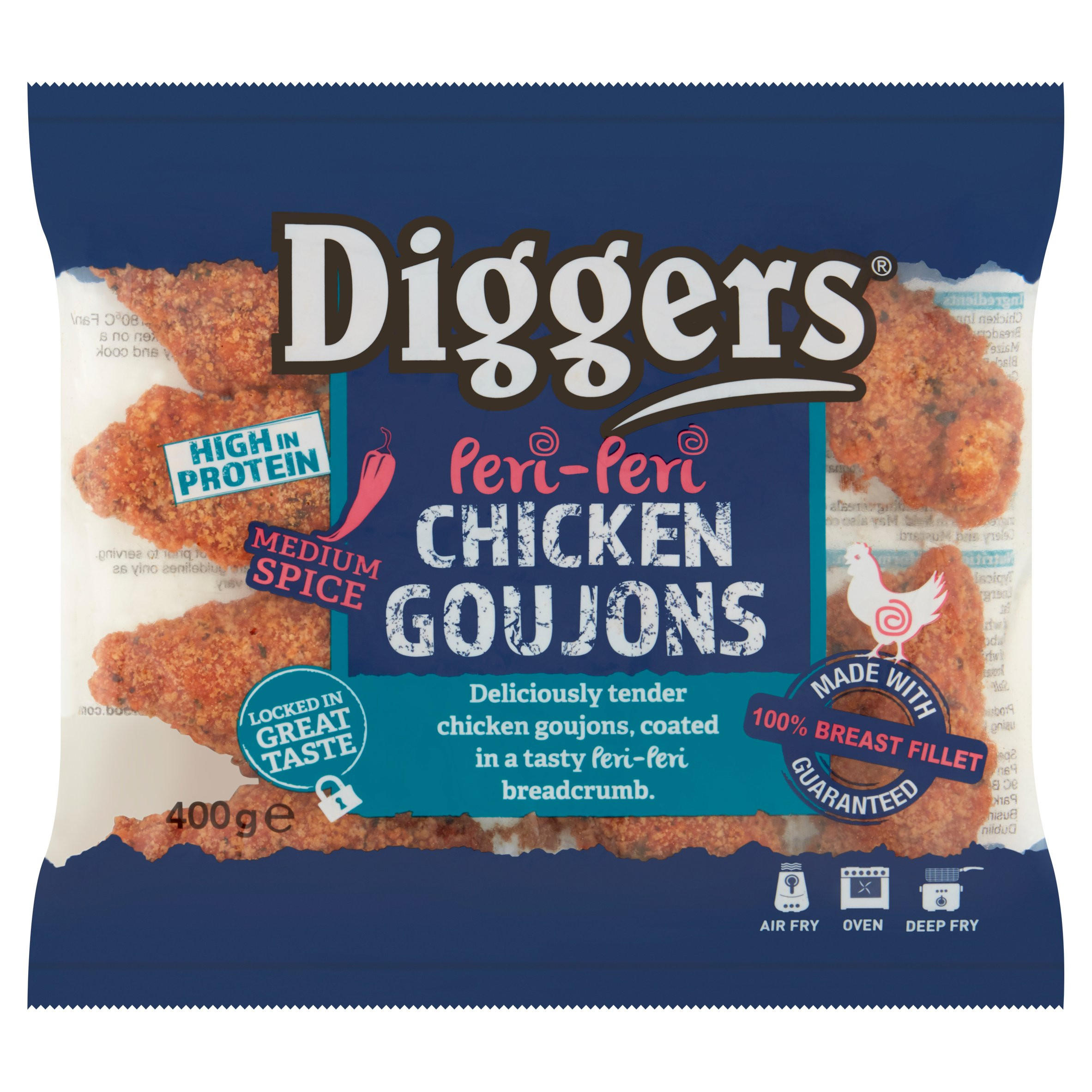 Diggers Peri-Peri Chicken Goujons 400g | Breaded & Battered Chicken ...
