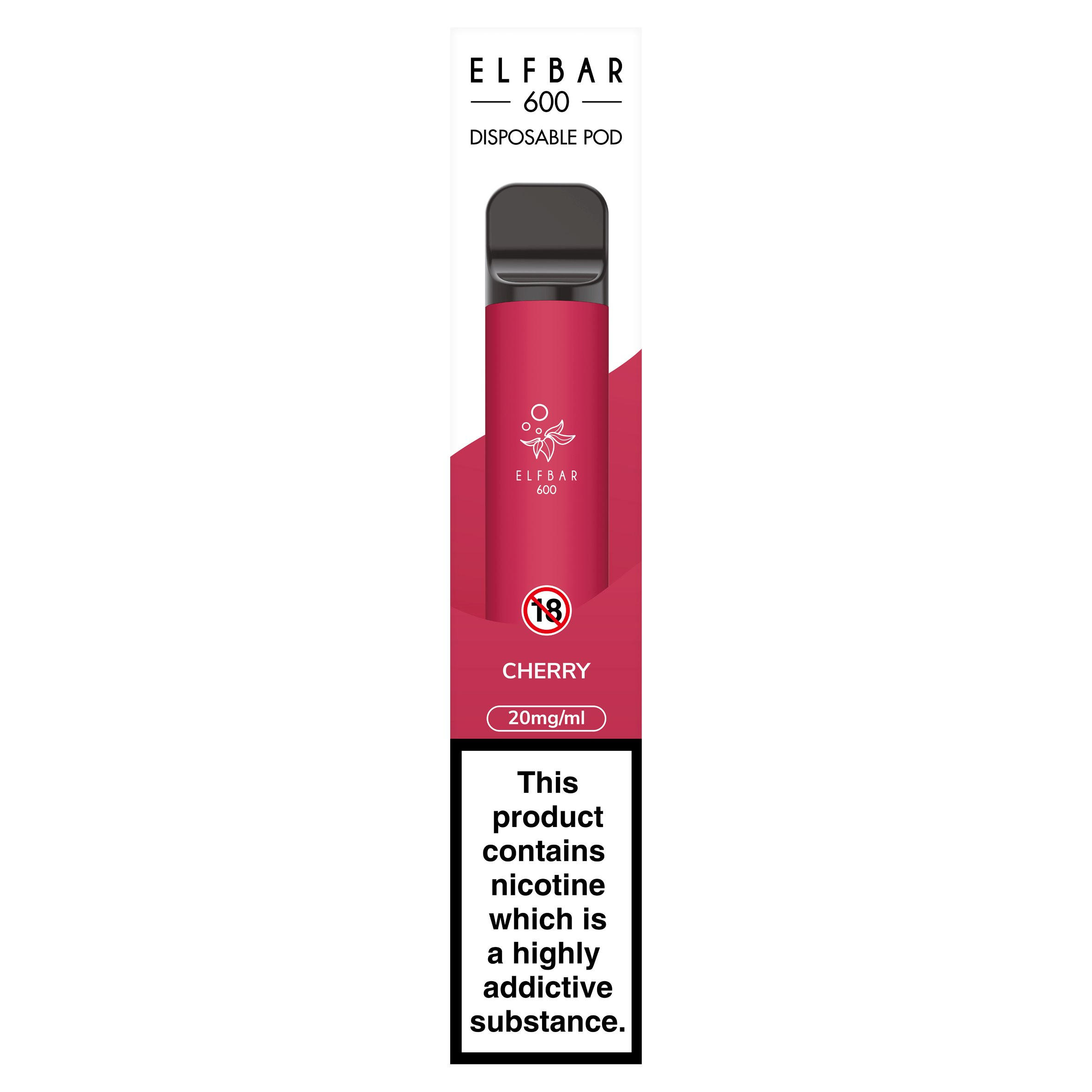 Elfbar 600 Disposable Pod Cherry 20mg/ml | Electronic Cigarettes ...