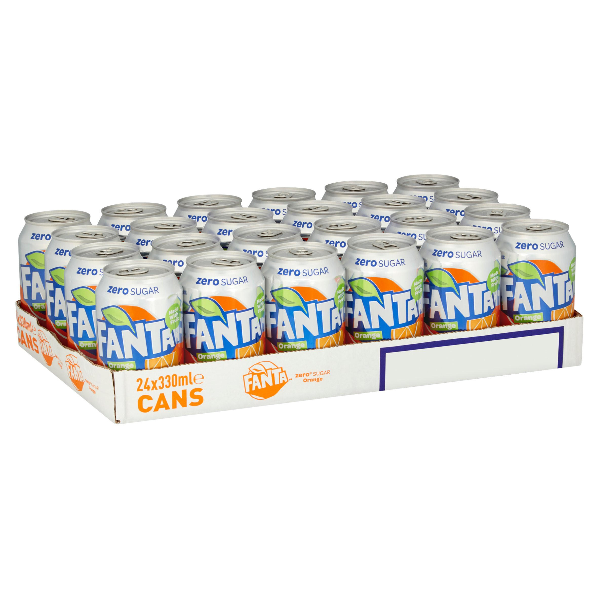 Fanta Zero Orange 24 x 330ml | Orange and Fruit Flavoured | Iceland Foods