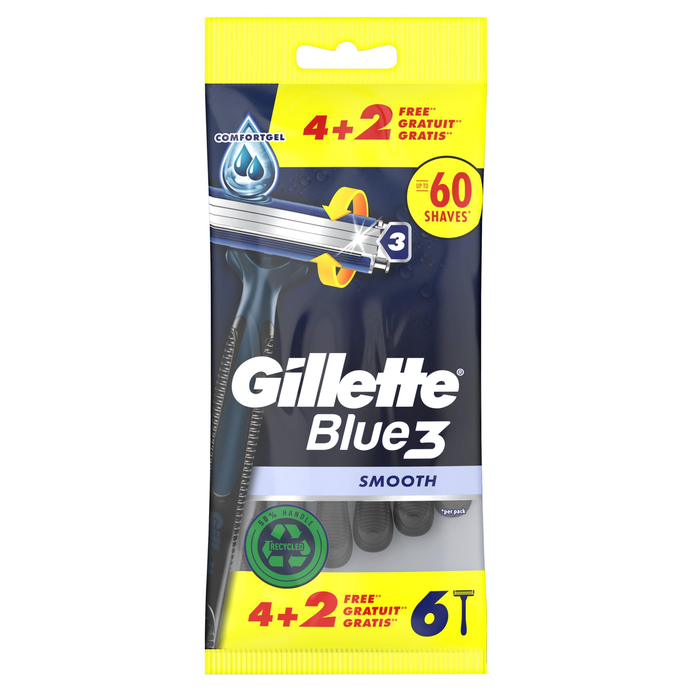 Gillette Blue3 Men's Disposable Razors x6 | Mens Toiletries | Iceland Foods