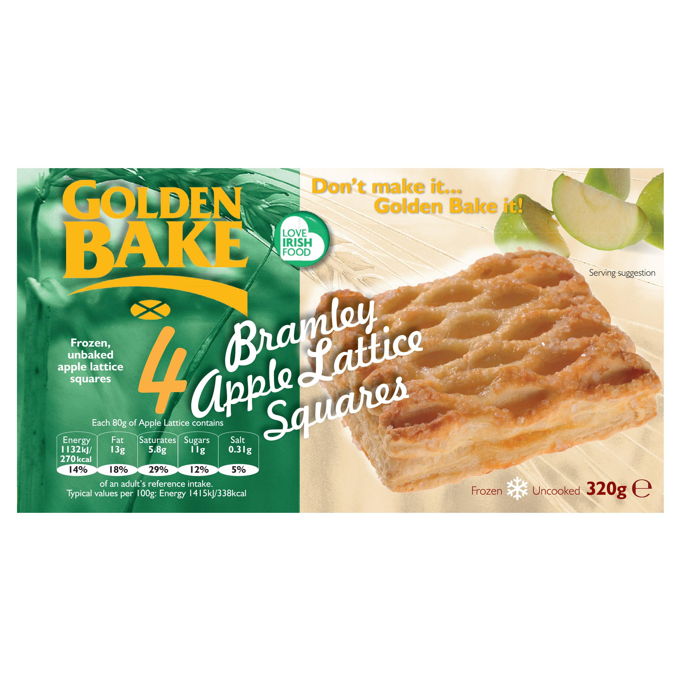GOLDEN BAKE 4 Bramley Apple Lattice Squares 320g | Fruit Pies & Tarts ...