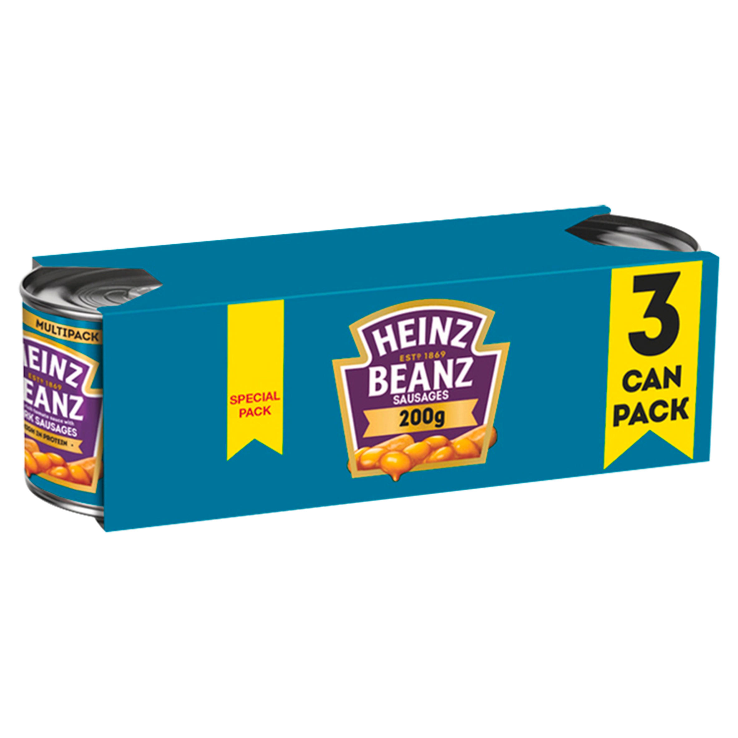 Heinz Beanz in a Rich Tomato Sauce with Pork Sausages 3x200g | Tinned ...