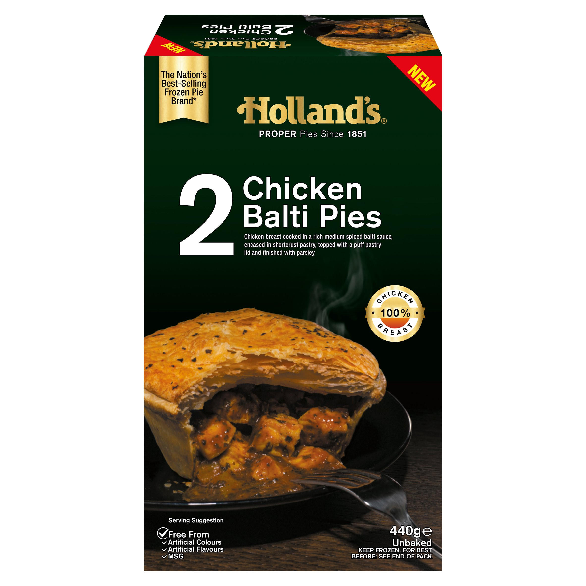 Holland's 2 Chicken Balti Pies 440g | Pies & Puddings | Iceland Foods