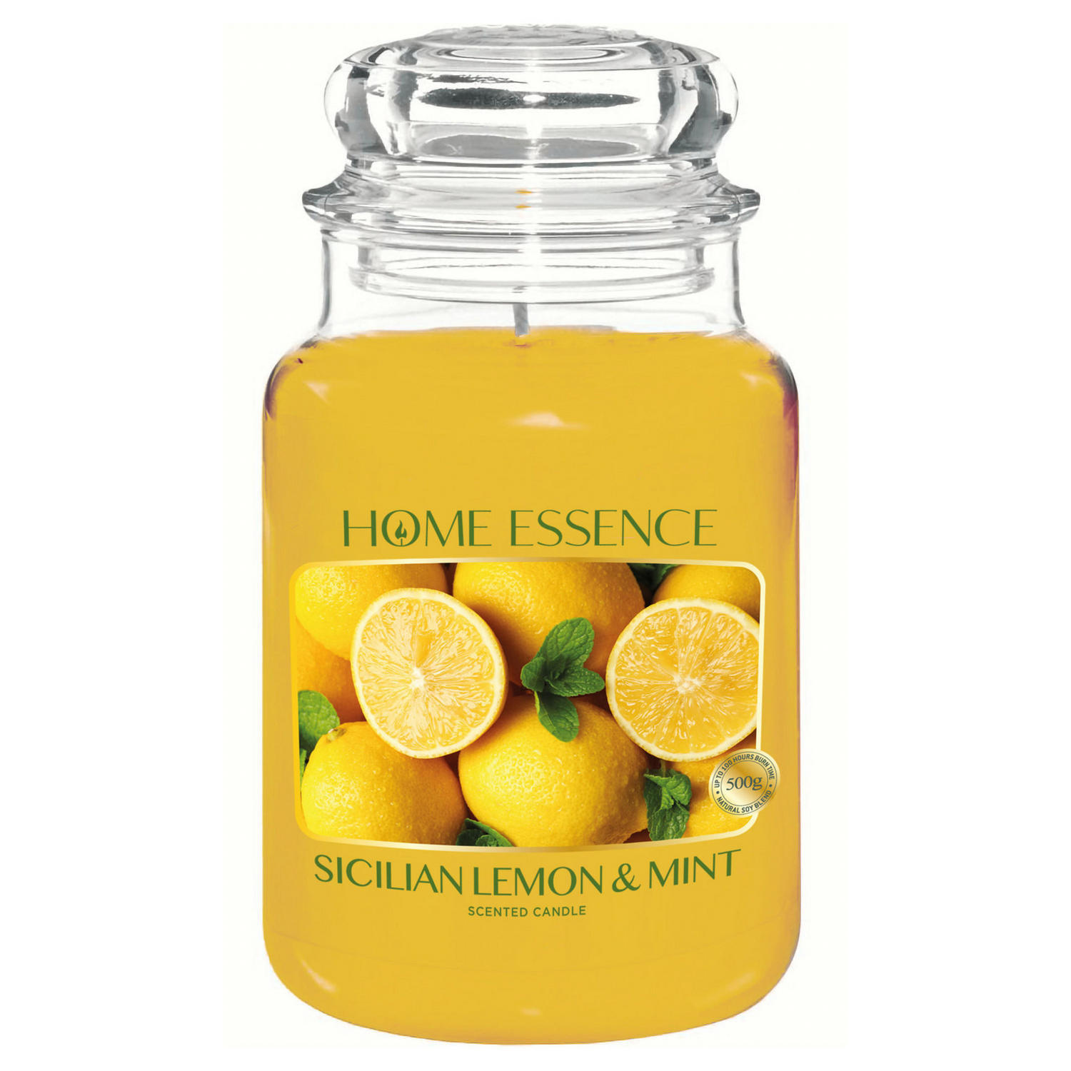 Home Essence Sicilian Lemon & Mint Scented Candle 500g | Home ...